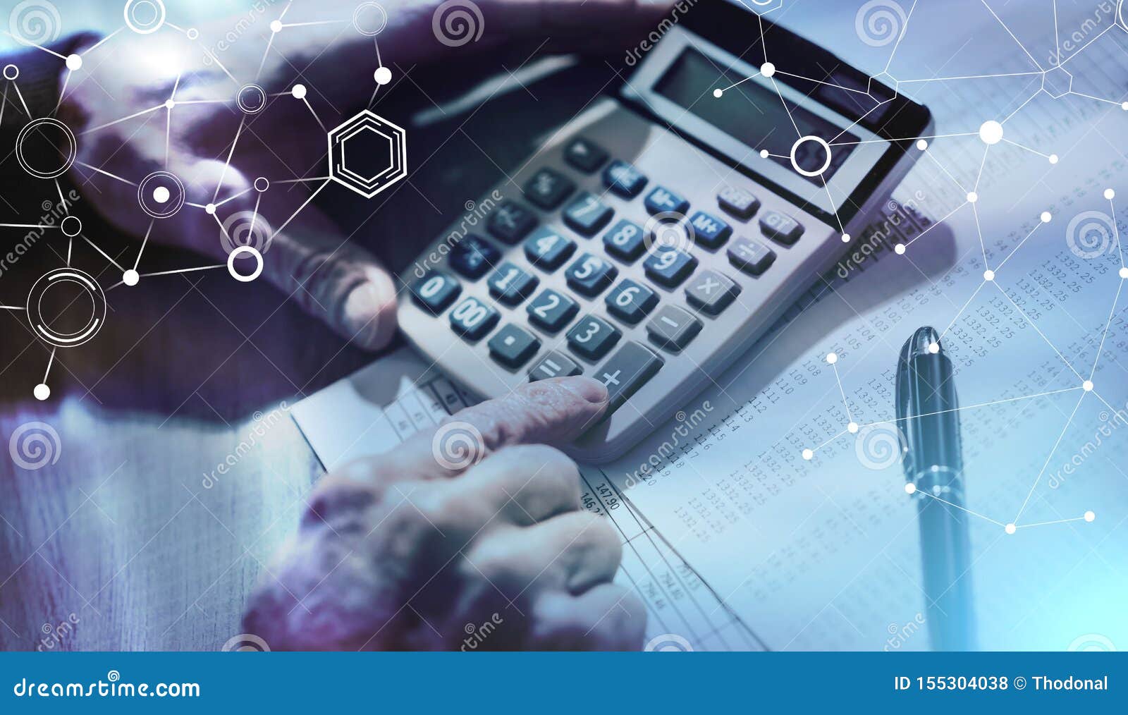 Hand Using Calculator, Accounting Concept; Multiple Exposure Stock ...