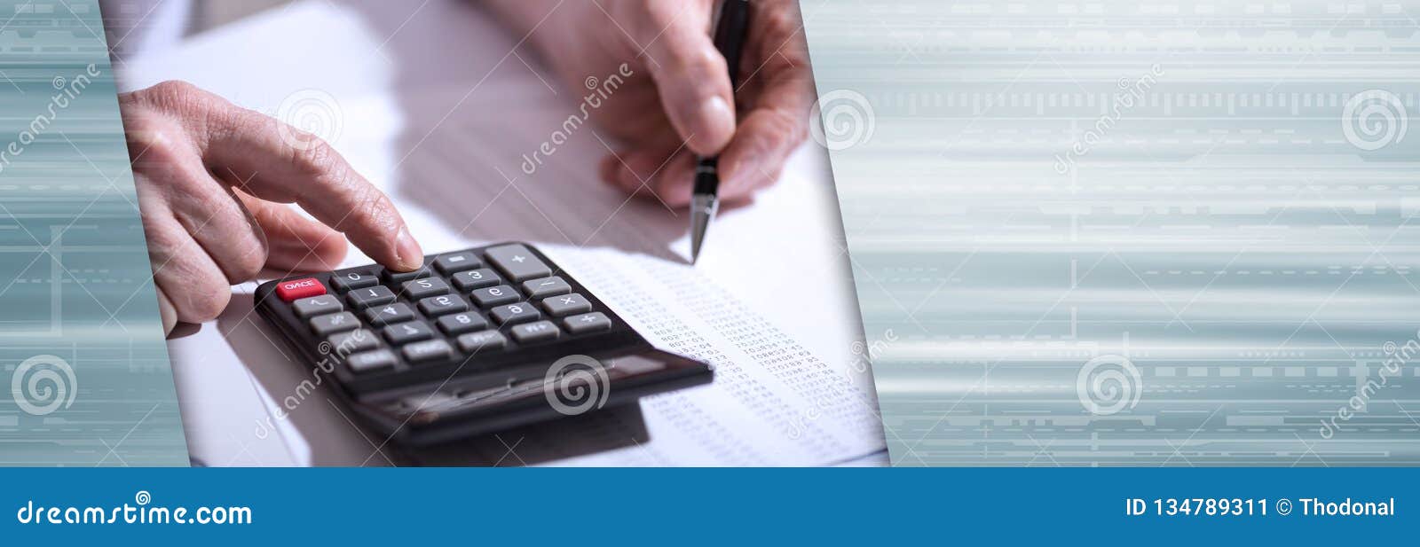 Hand Using Calculator, Accounting Concept. Panoramic Banner Stock Image ...