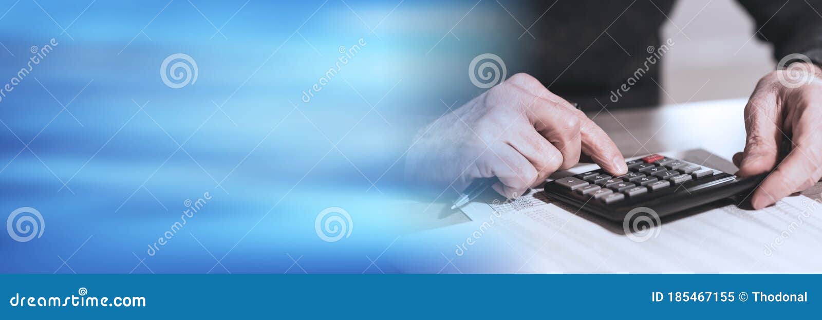 Hand Using Calculator, Accounting Concept; Panoramic Banner Stock Image ...