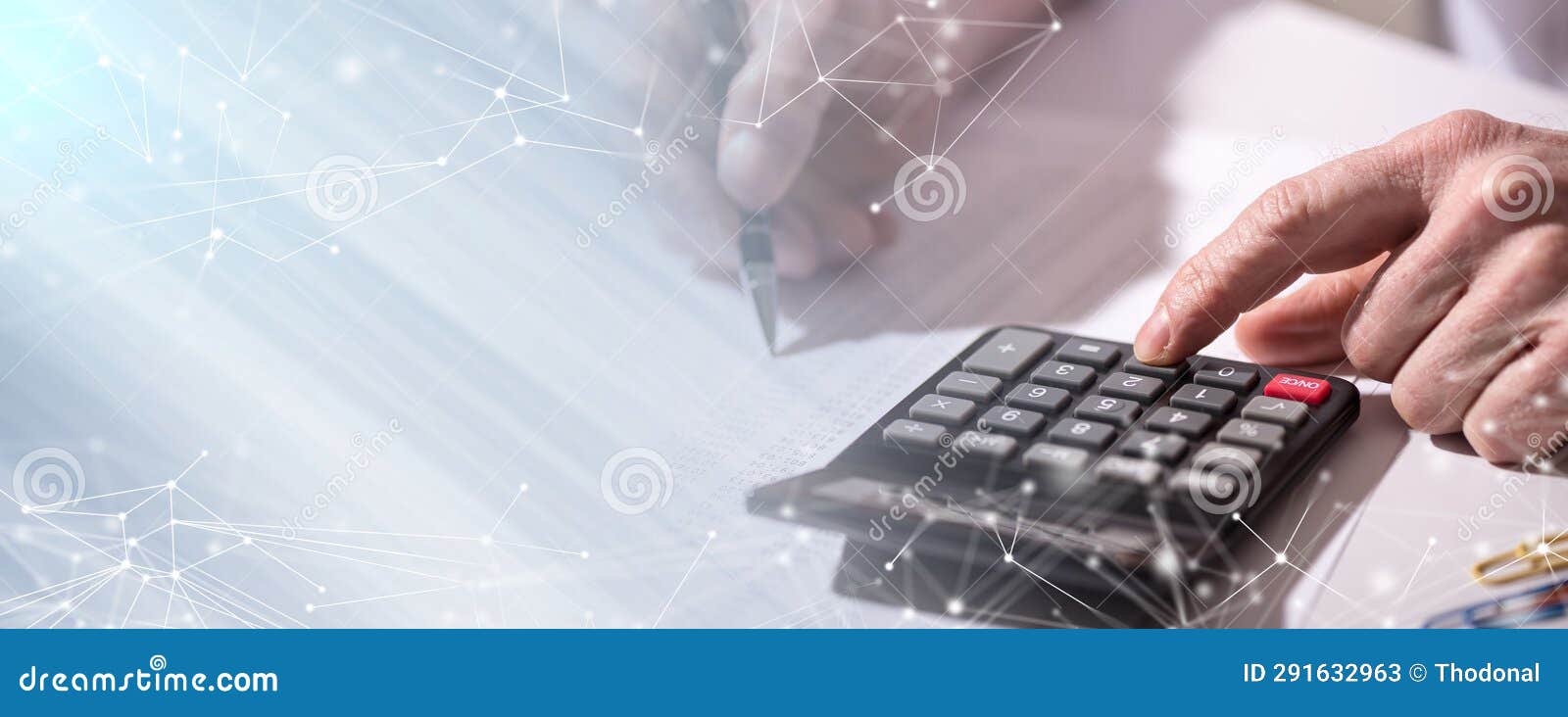 Hand Using Calculator, Accounting Concept Panoramic Banner Stock Image ...