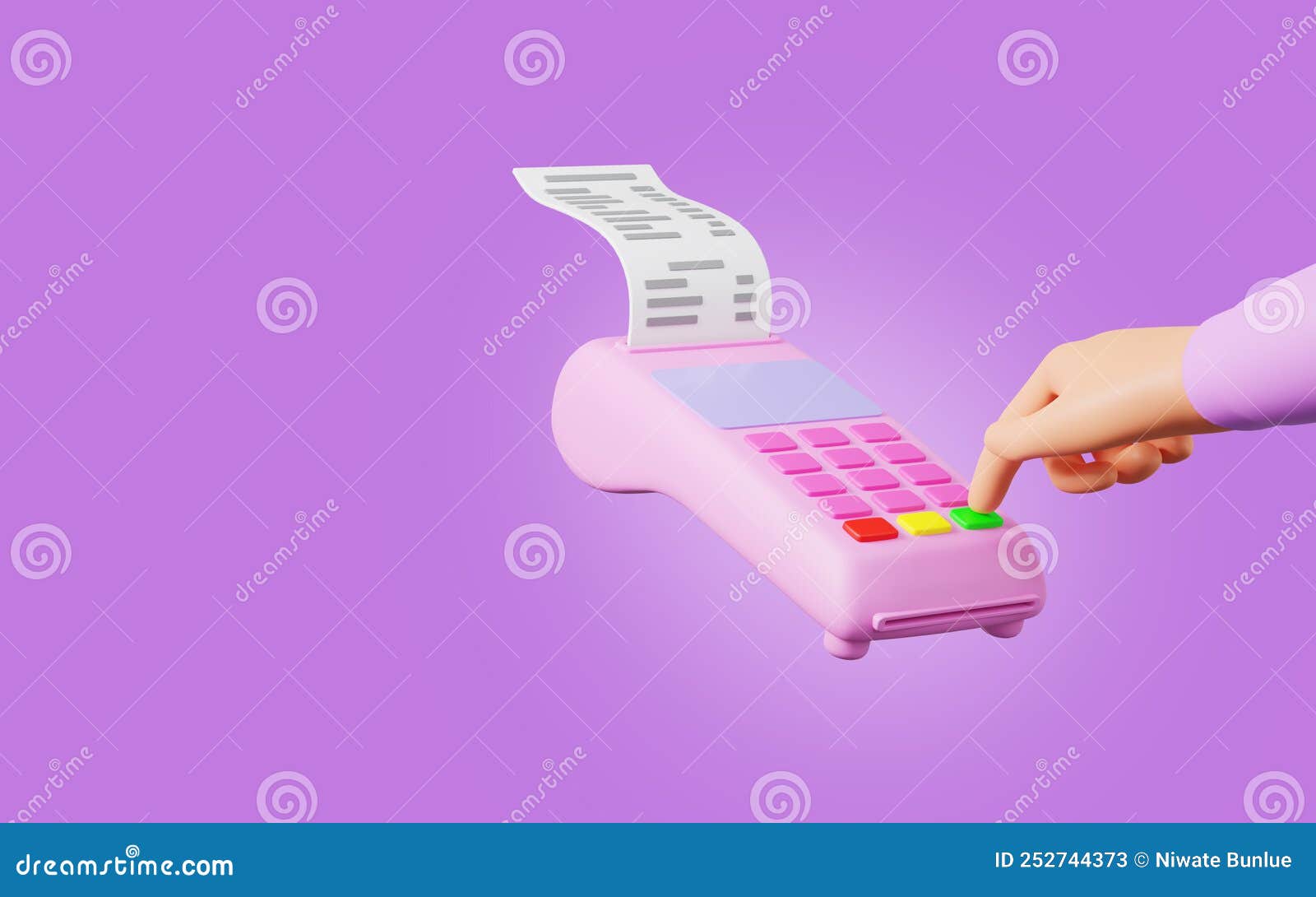 Hand Using Card Swipe Machine, 3D Render Stock Illustration ...