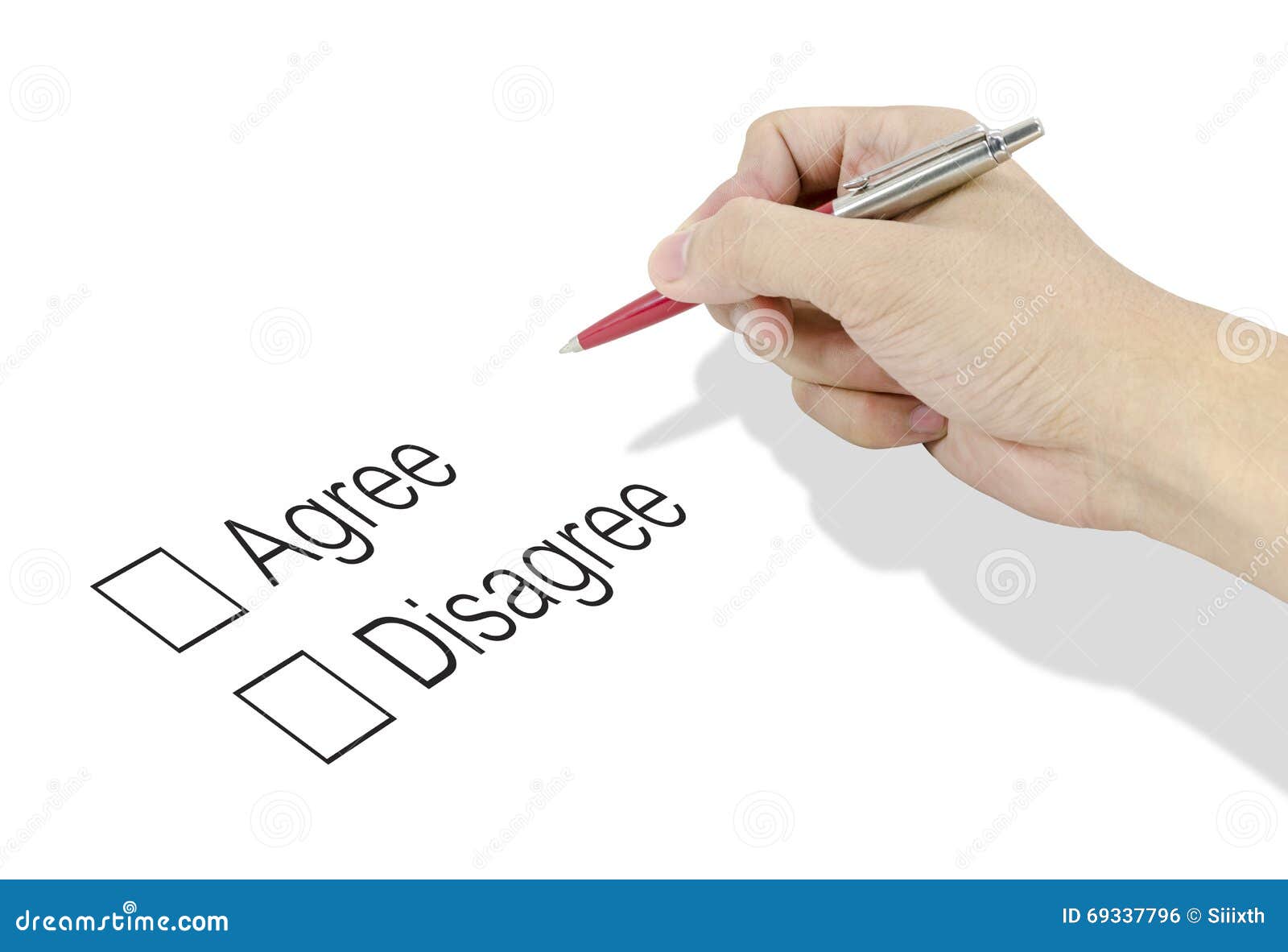 Hand Using a Classic Pen Decide To Choice Agree or Disagree Stock Photo ...