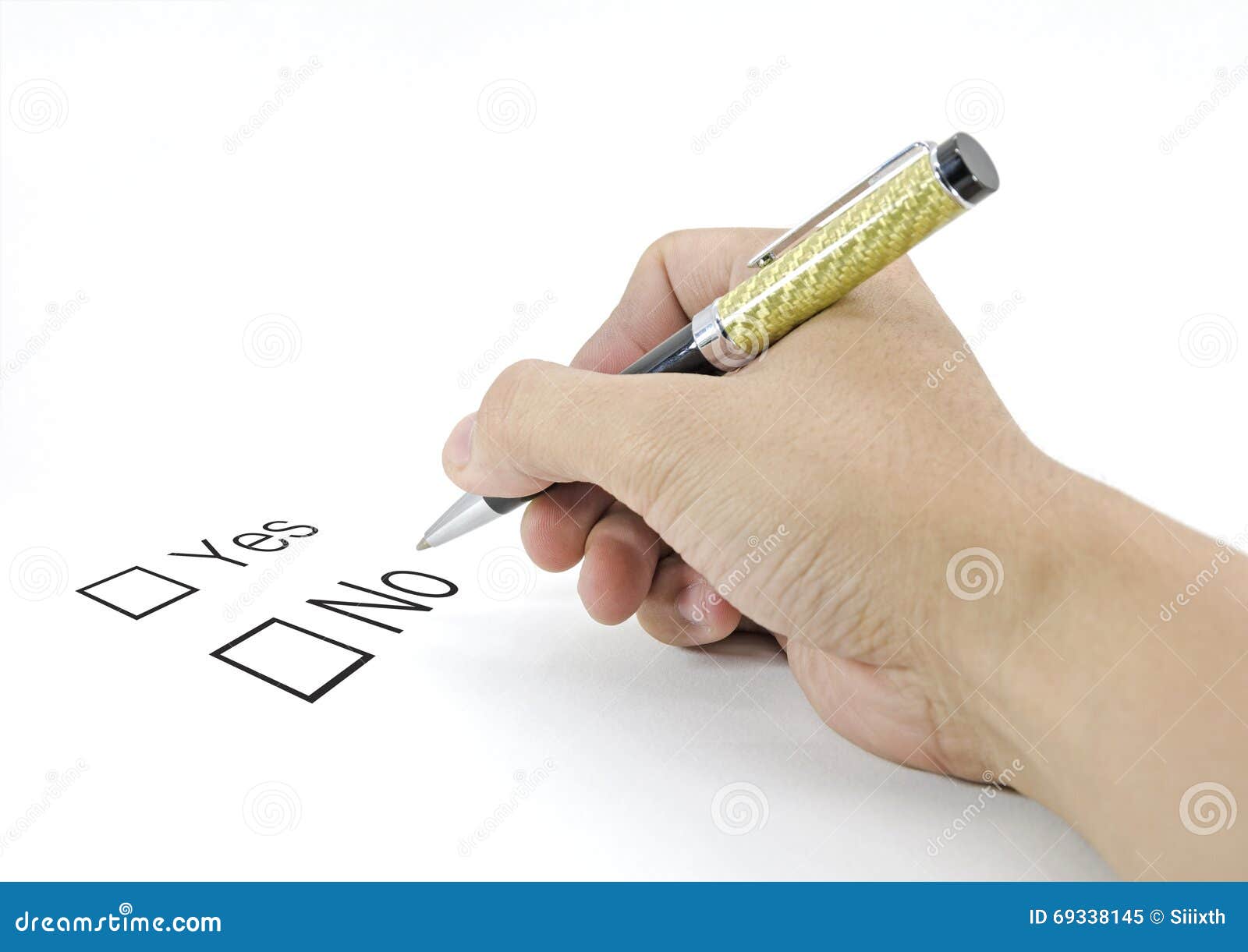 Hand Using a Classic Pen Decide To Choice Yes or No Stock Image - Image ...