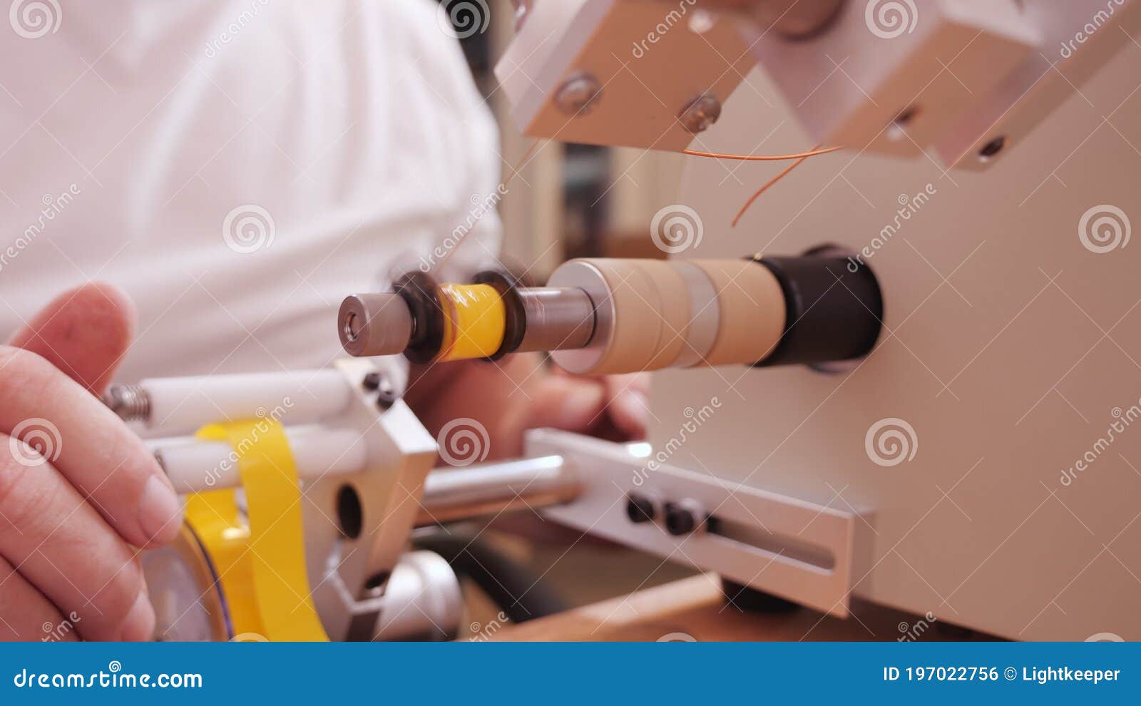 Hand Using Coil Winding Machine - Reeling Conducting Wire on Plastic ...