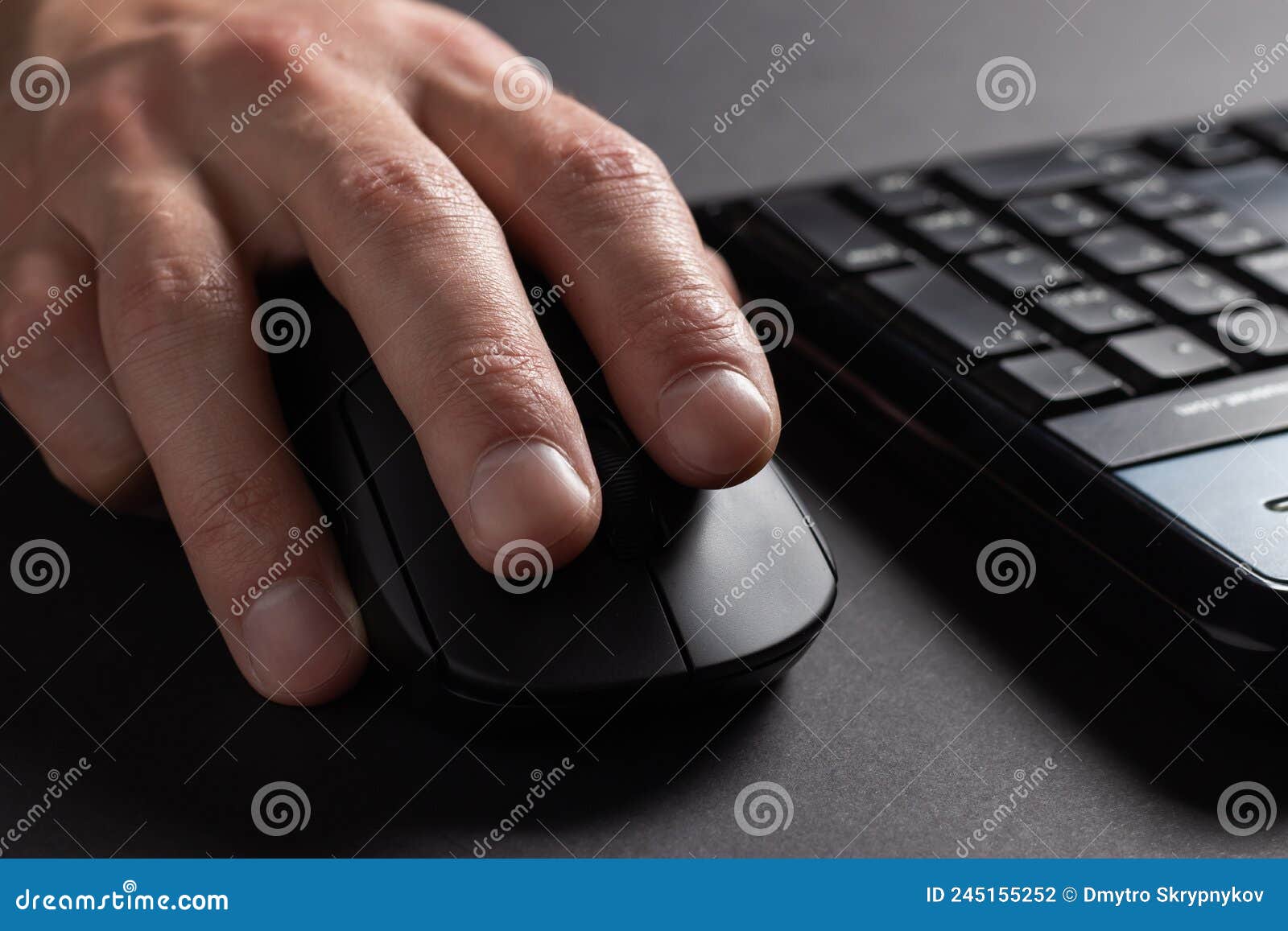 Hand Using Computer Mouse, Clicking Pointer Pc Peripheral, Close Up ...
