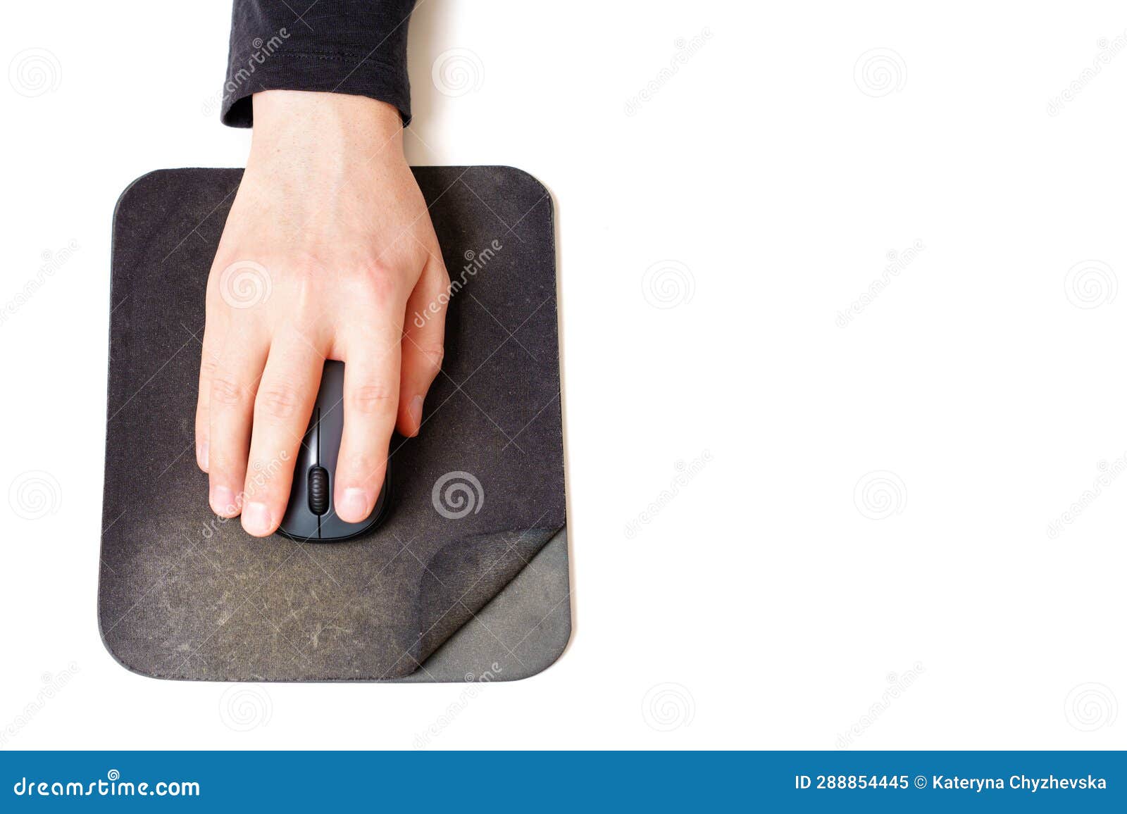Hand Using Computer Mouse on a Worn Mouse Pad Stock Image - Image of ...