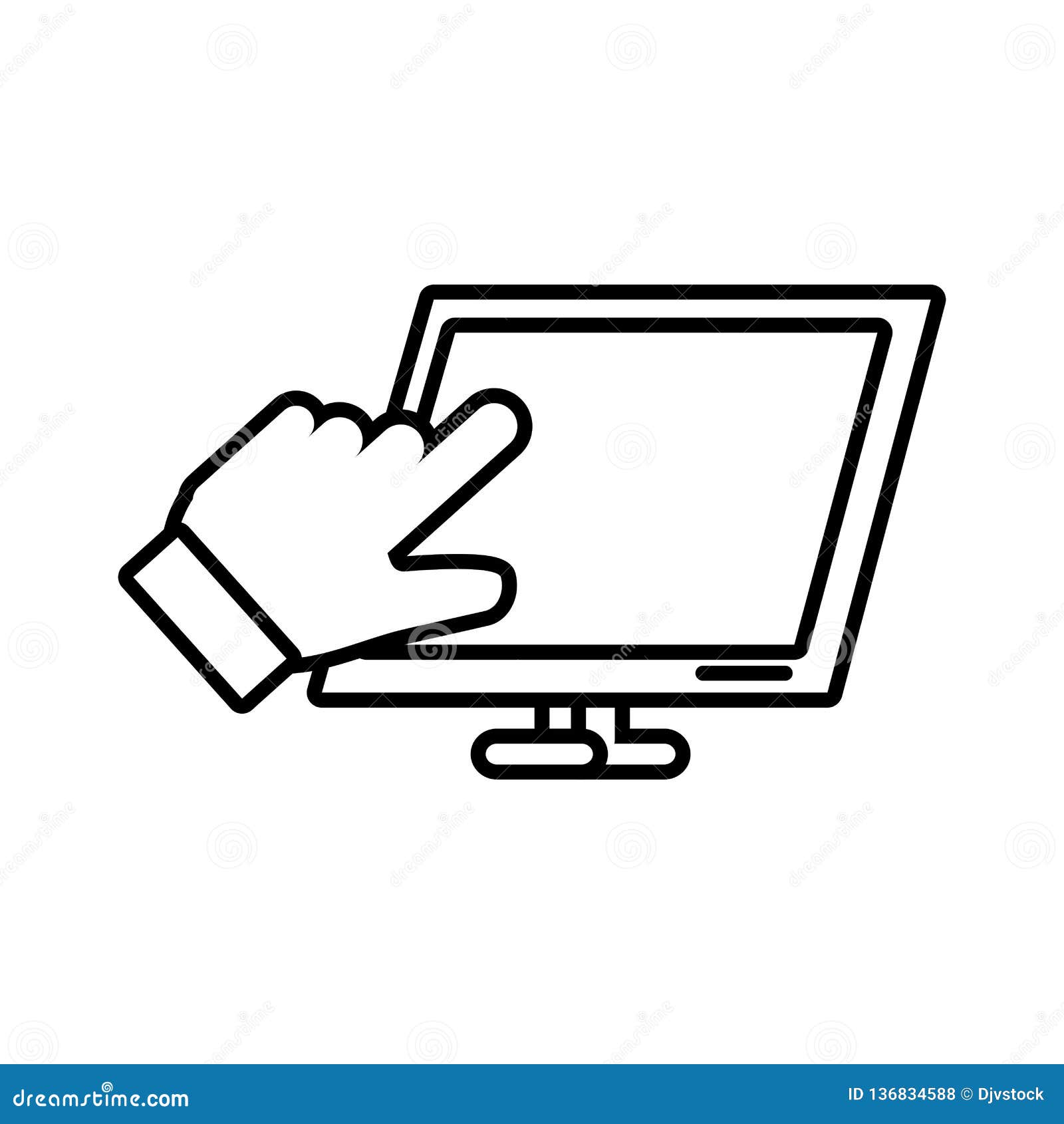 Hand Using Desktop Computer Stock Vector - Illustration of icon ...