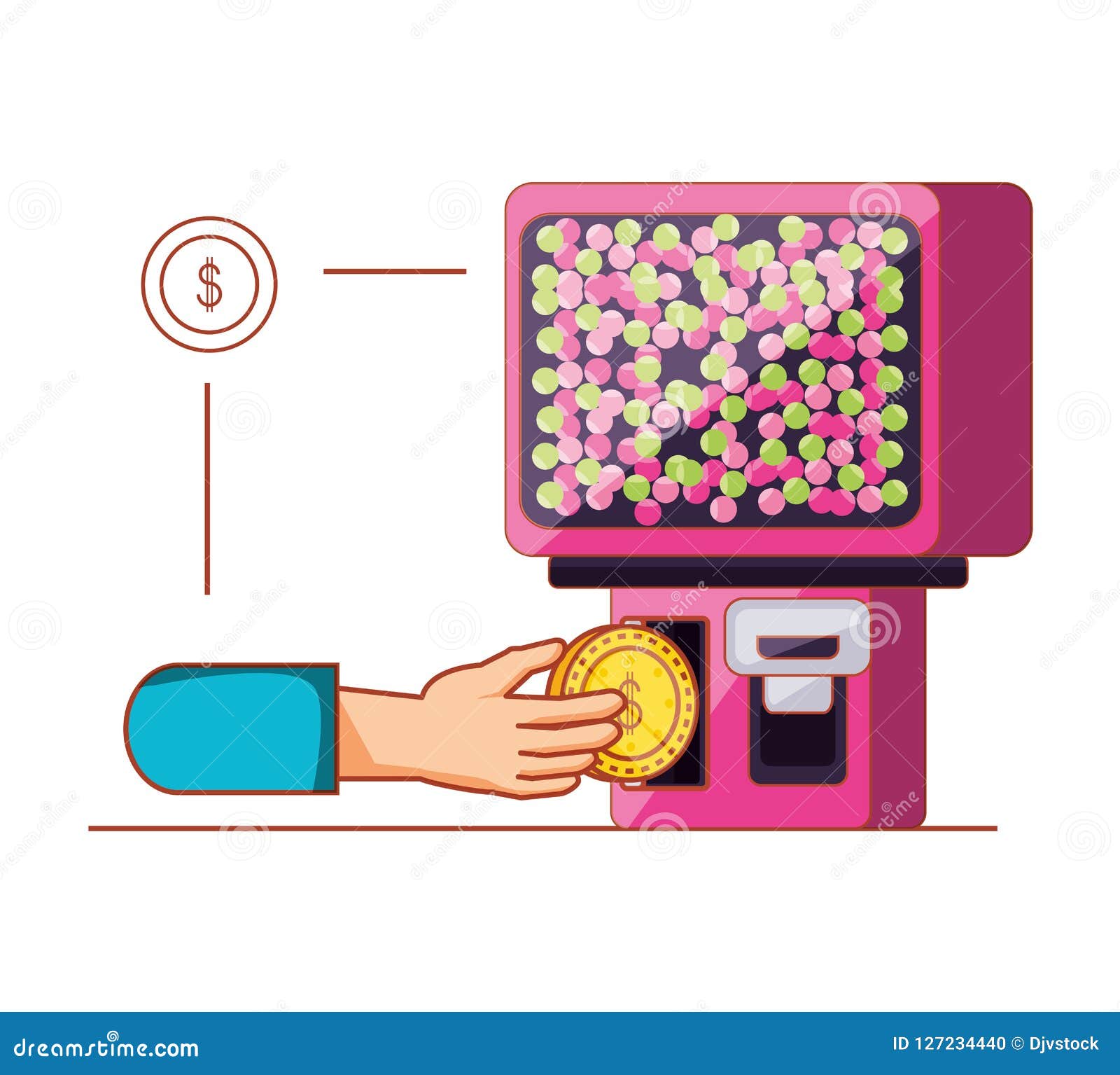 Hand Using Dispenser of Candies Machine Electronic Stock Vector ...