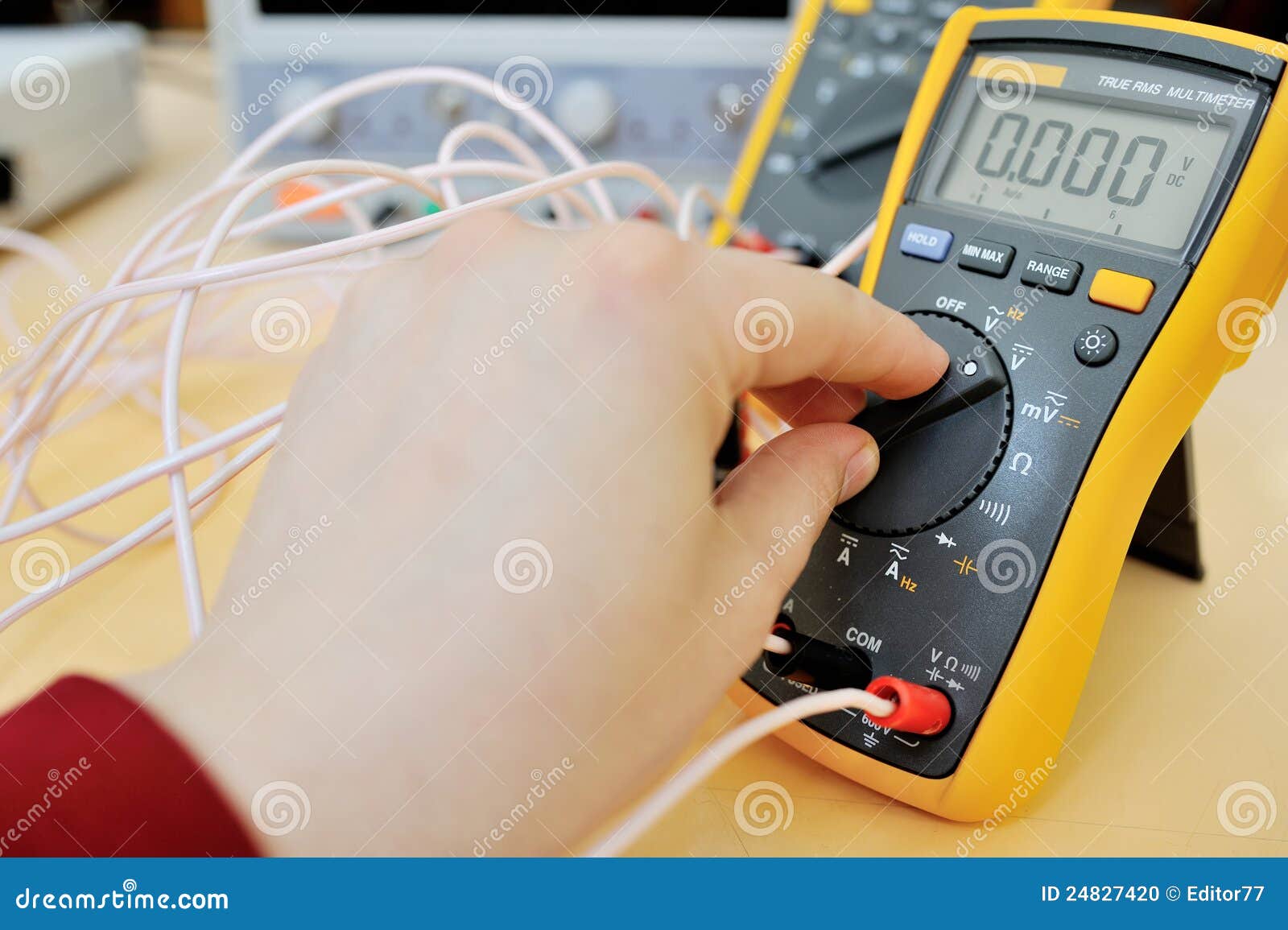 Hand Using Electronic Multimeter Stock Photo - Image of electronic ...
