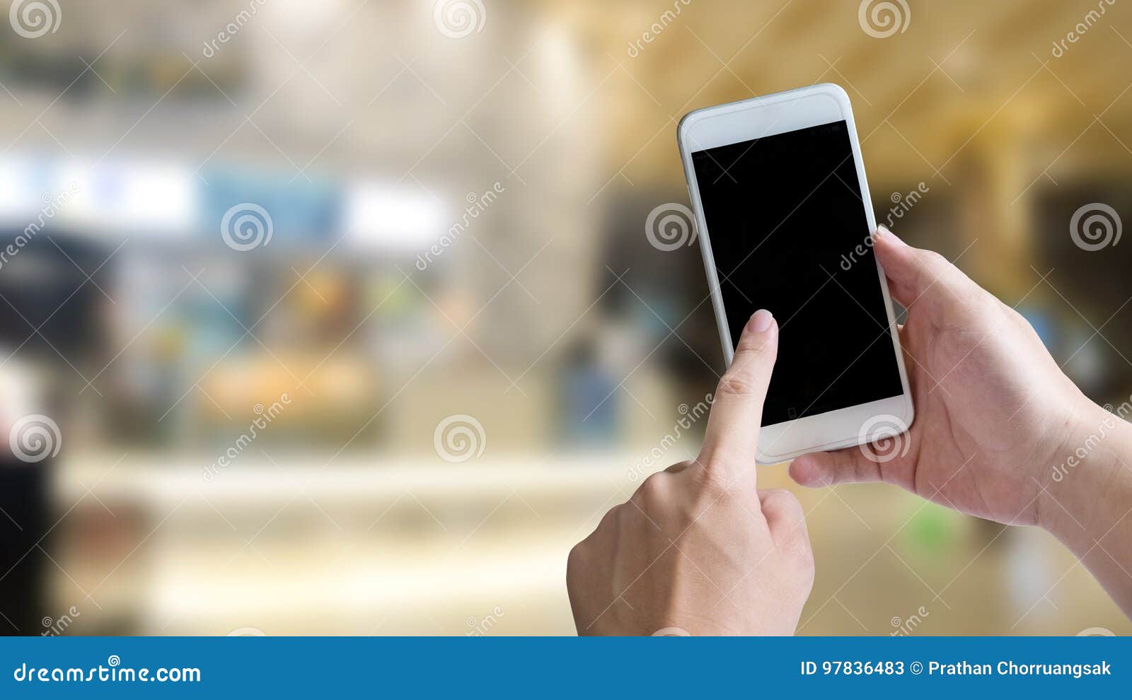 Hand Using Empty Screen of Smartphone for Present Application on Stock ...