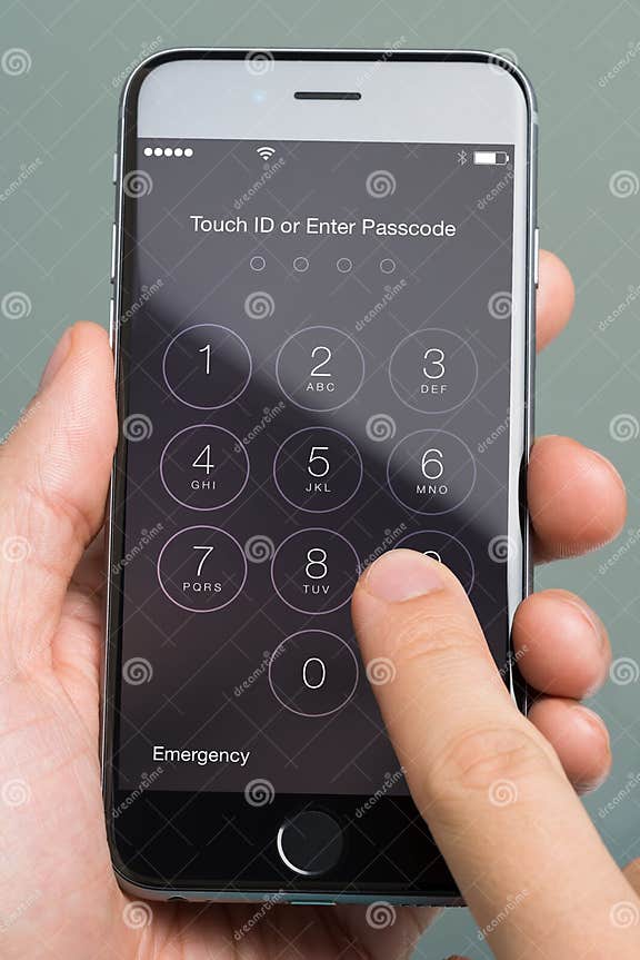 Hand Using Enter Passcode Application on Apple IPhone6 Editorial Image ...