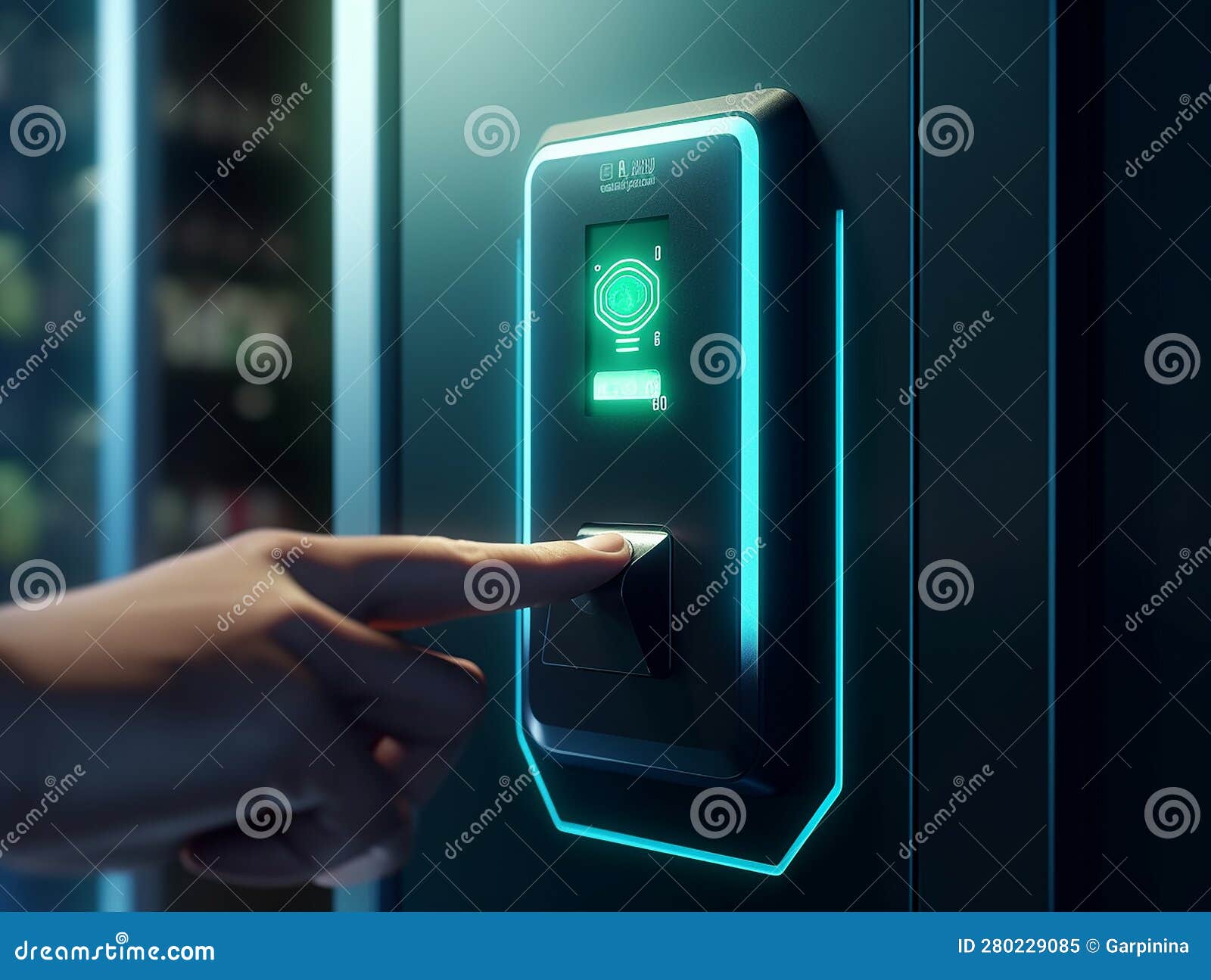 Hand Using Fingerprint, Scan for Smart Digital Door Locker, Ai ...