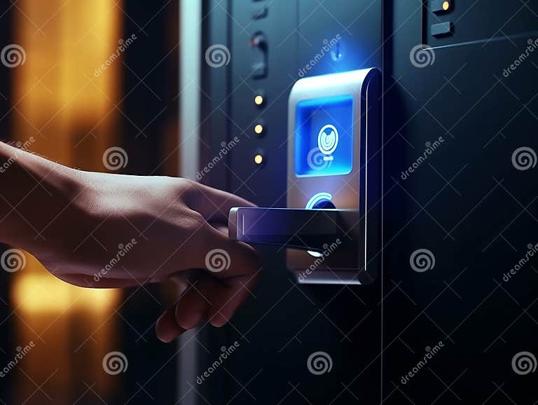 Hand Using Fingerprint, Scan for Smart Digital Door Locker, Ai ...