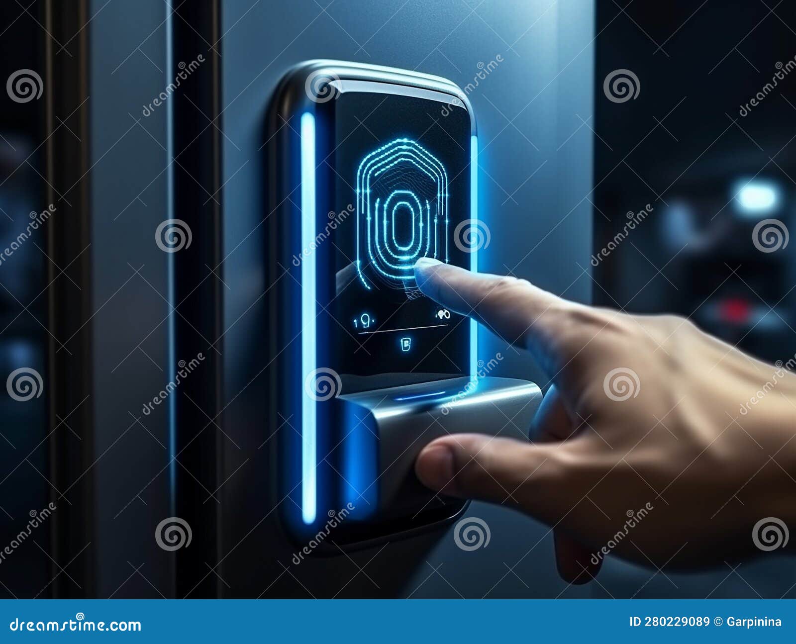 Hand Using Fingerprint, Scan for Smart Digital Door Locker, Ai ...