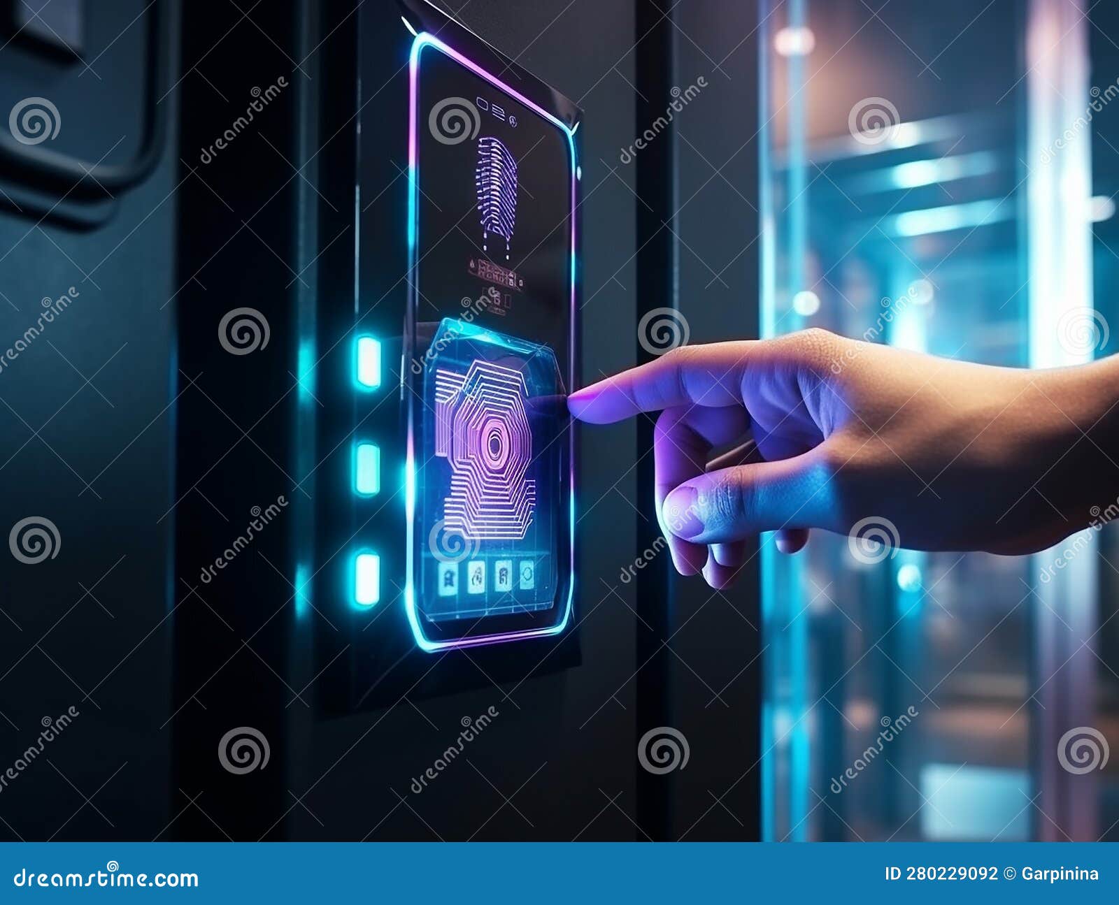 Hand Using Fingerprint, Scan for Smart Digital Door Locker, Ai ...