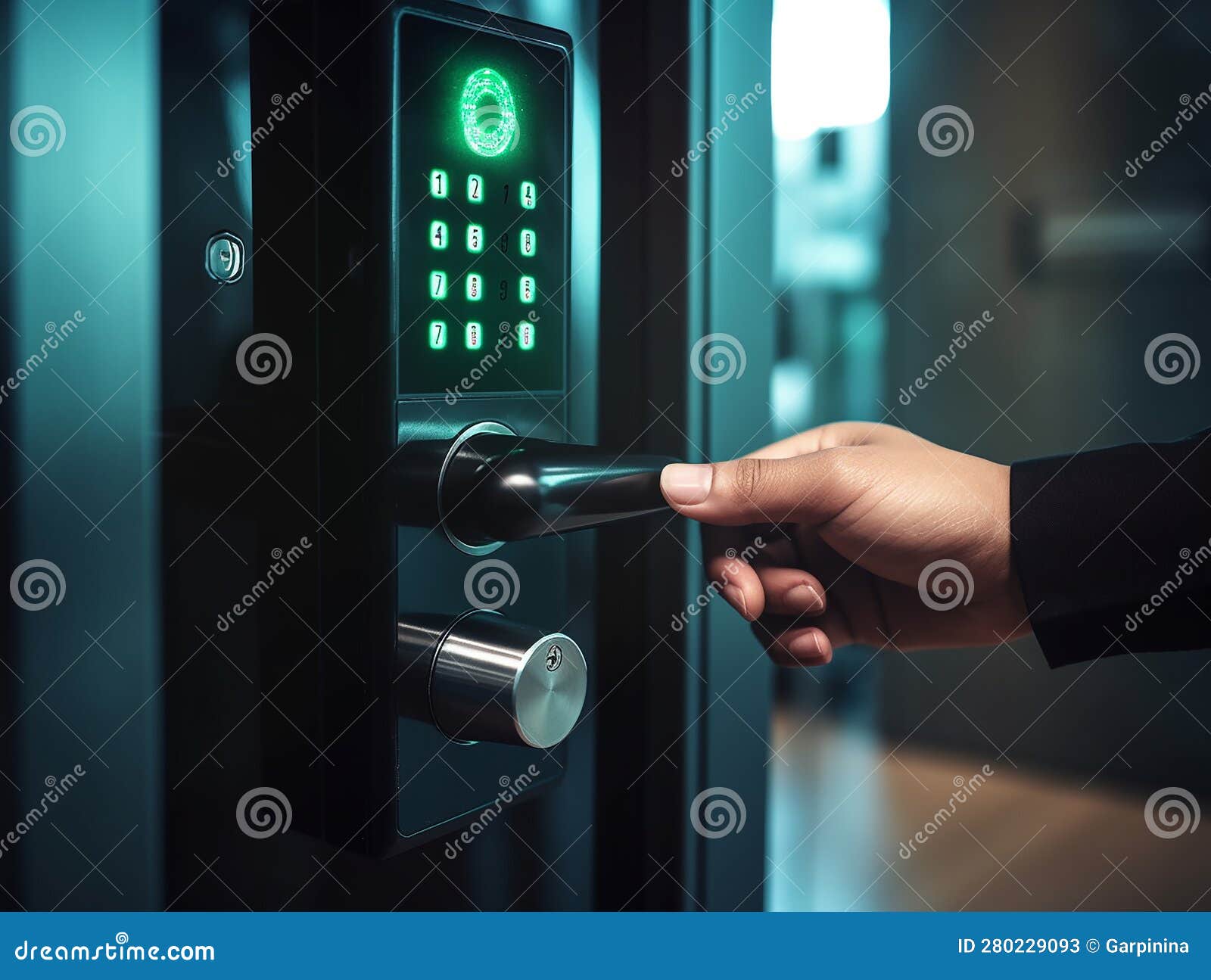 Hand Using Fingerprint, Scan for Smart Digital Door Locker, Ai ...