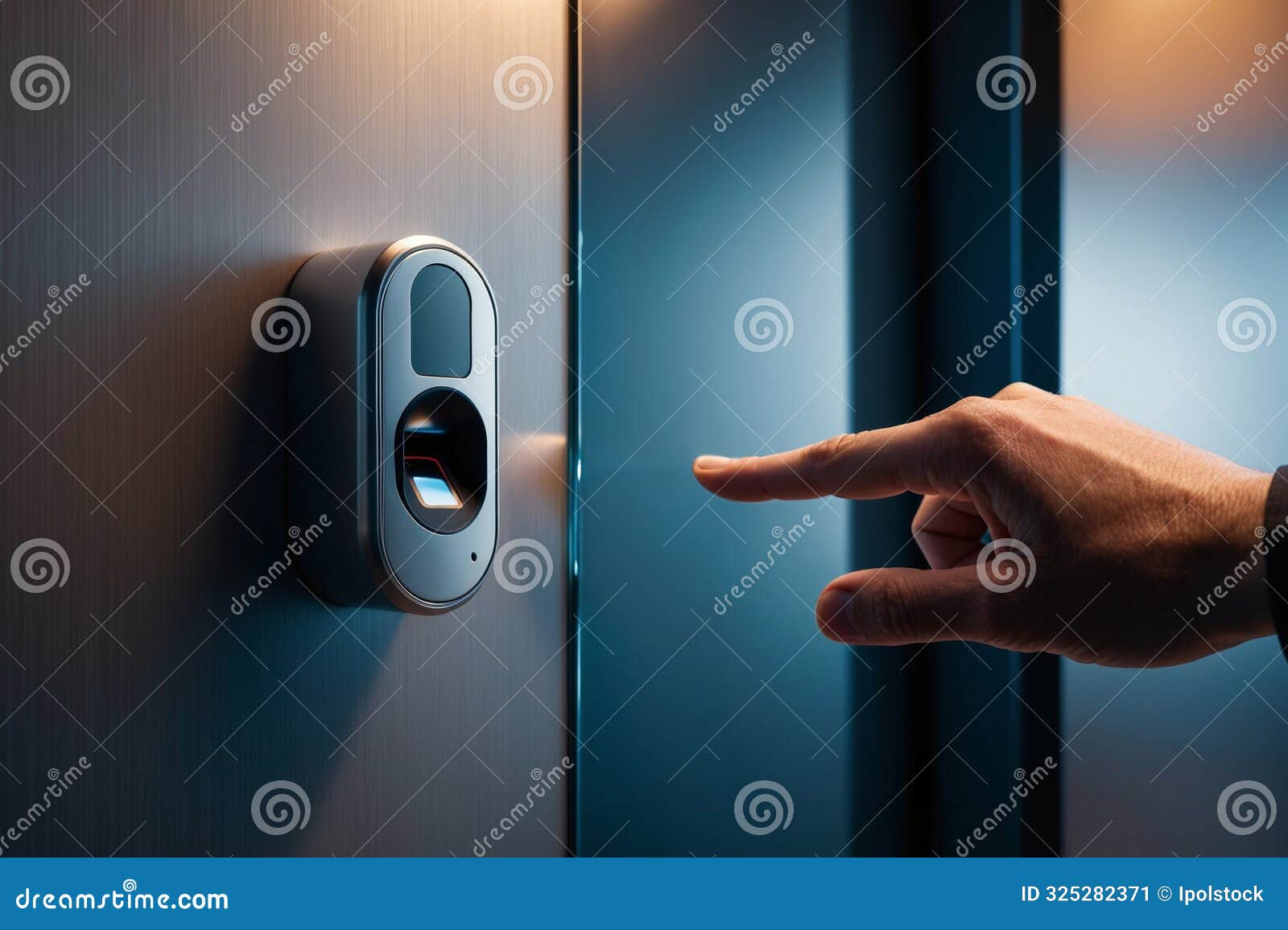 Hand Using Fingerprint Scanner for Secure Access. Smart Home Technology ...