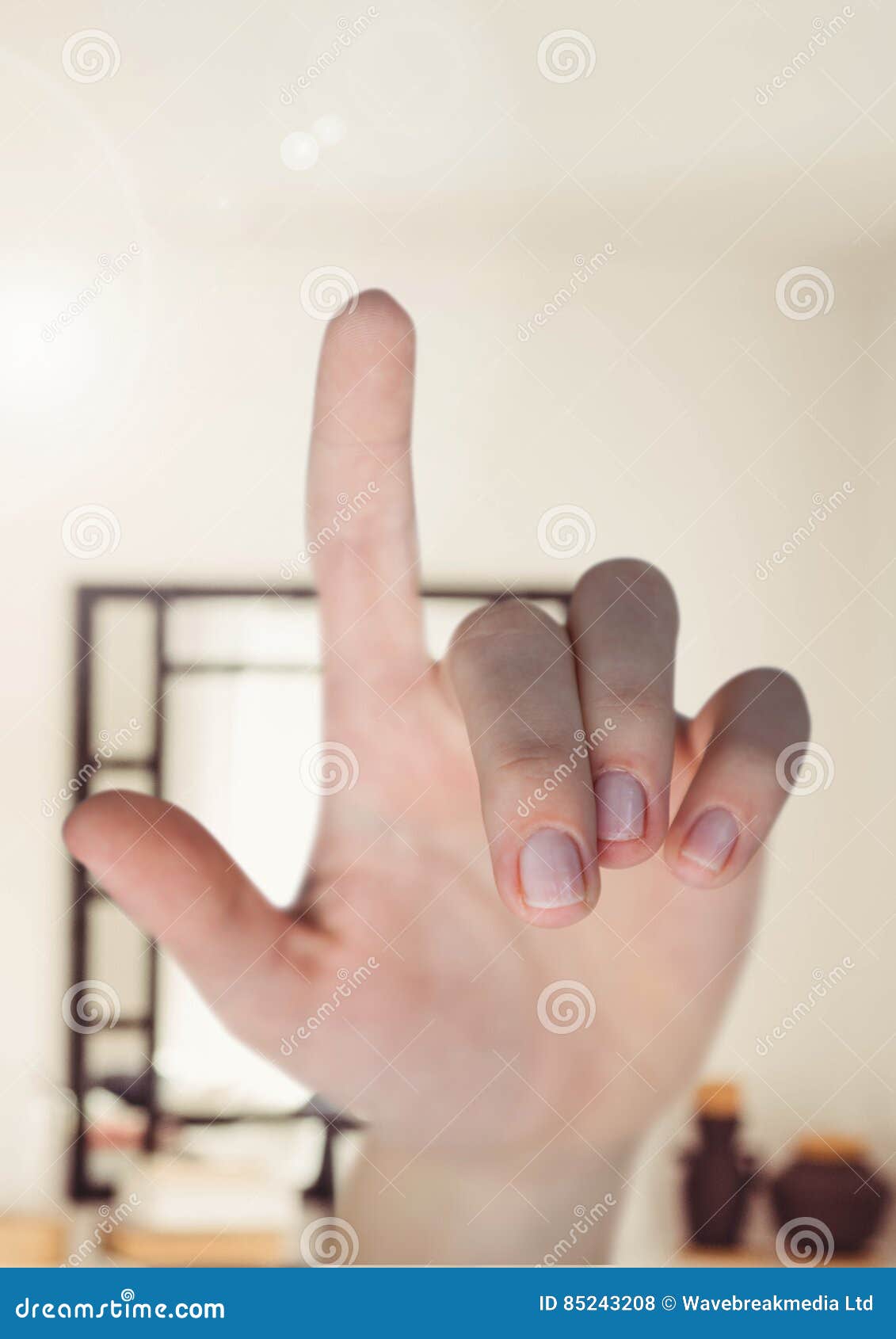 Hand Using Futuristic Touch Screen Stock Photo - Image of flare ...