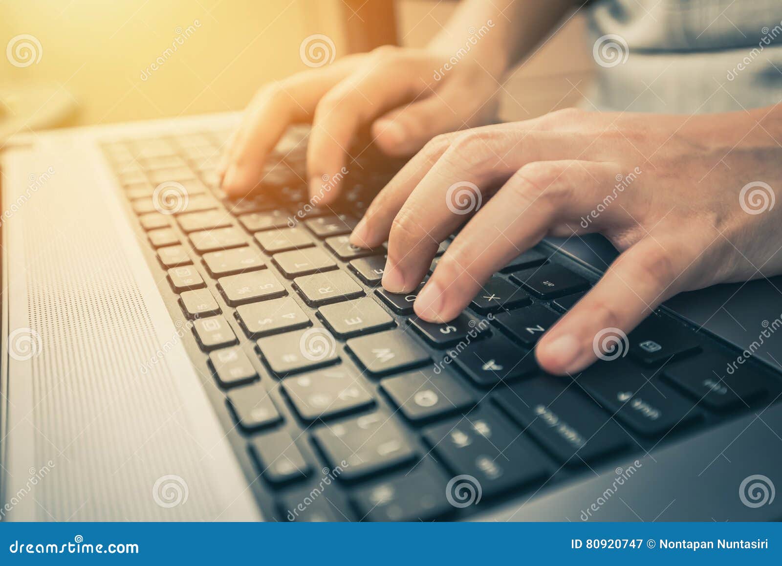 Hand Using Keyboard on Computer Laptop Stock Image - Image of ...