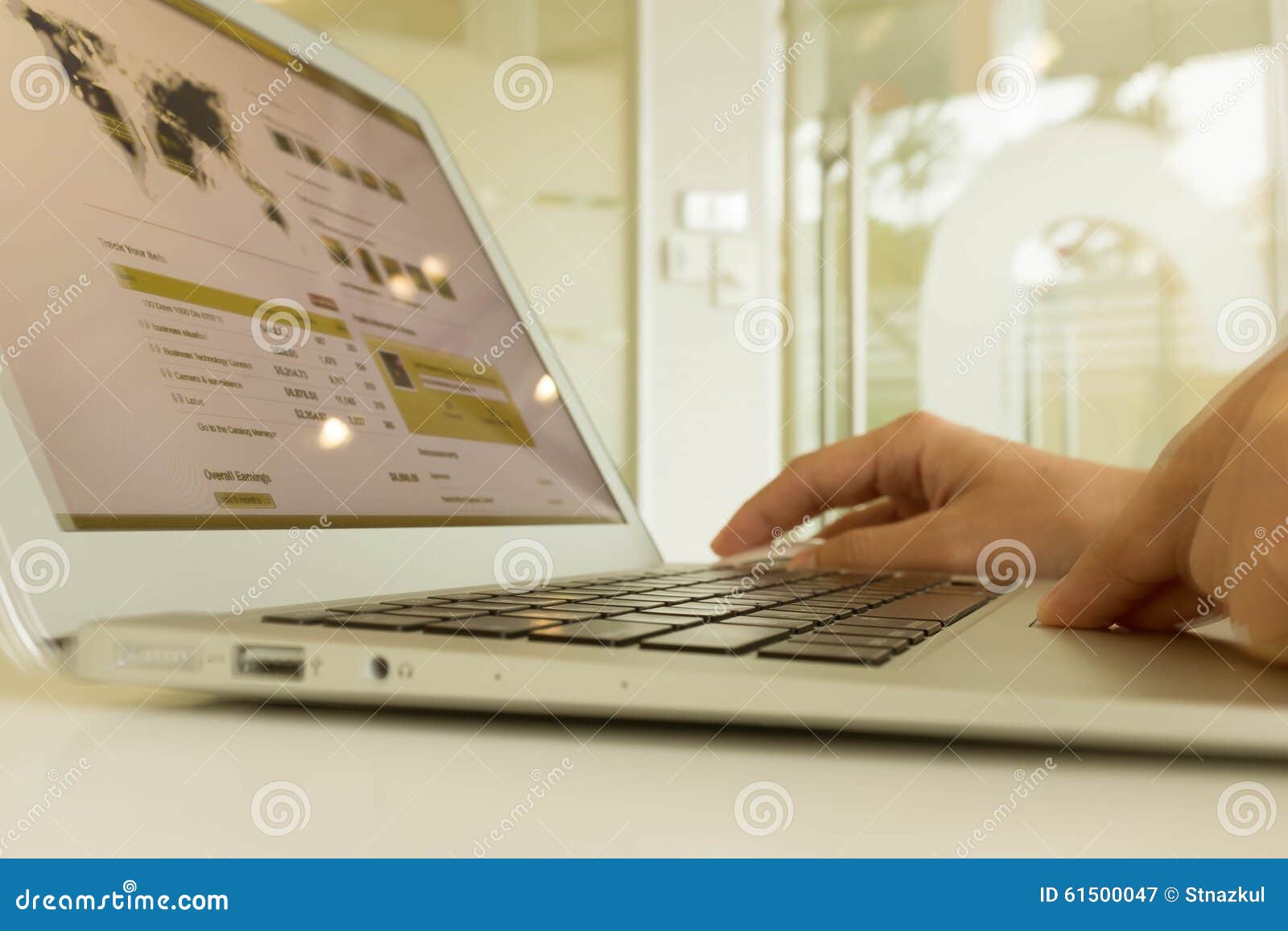 Hand Using Laptop with Blur Effect Stock Image - Image of technology ...