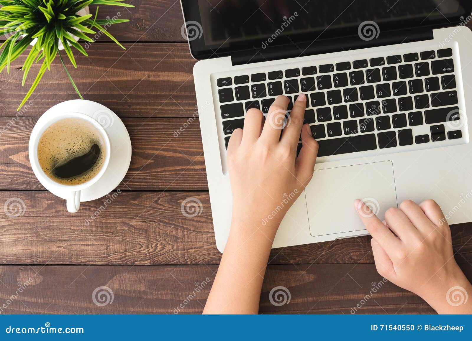 Hand Using Laptop Computer on Top Stock Photo - Image of home, indoors ...