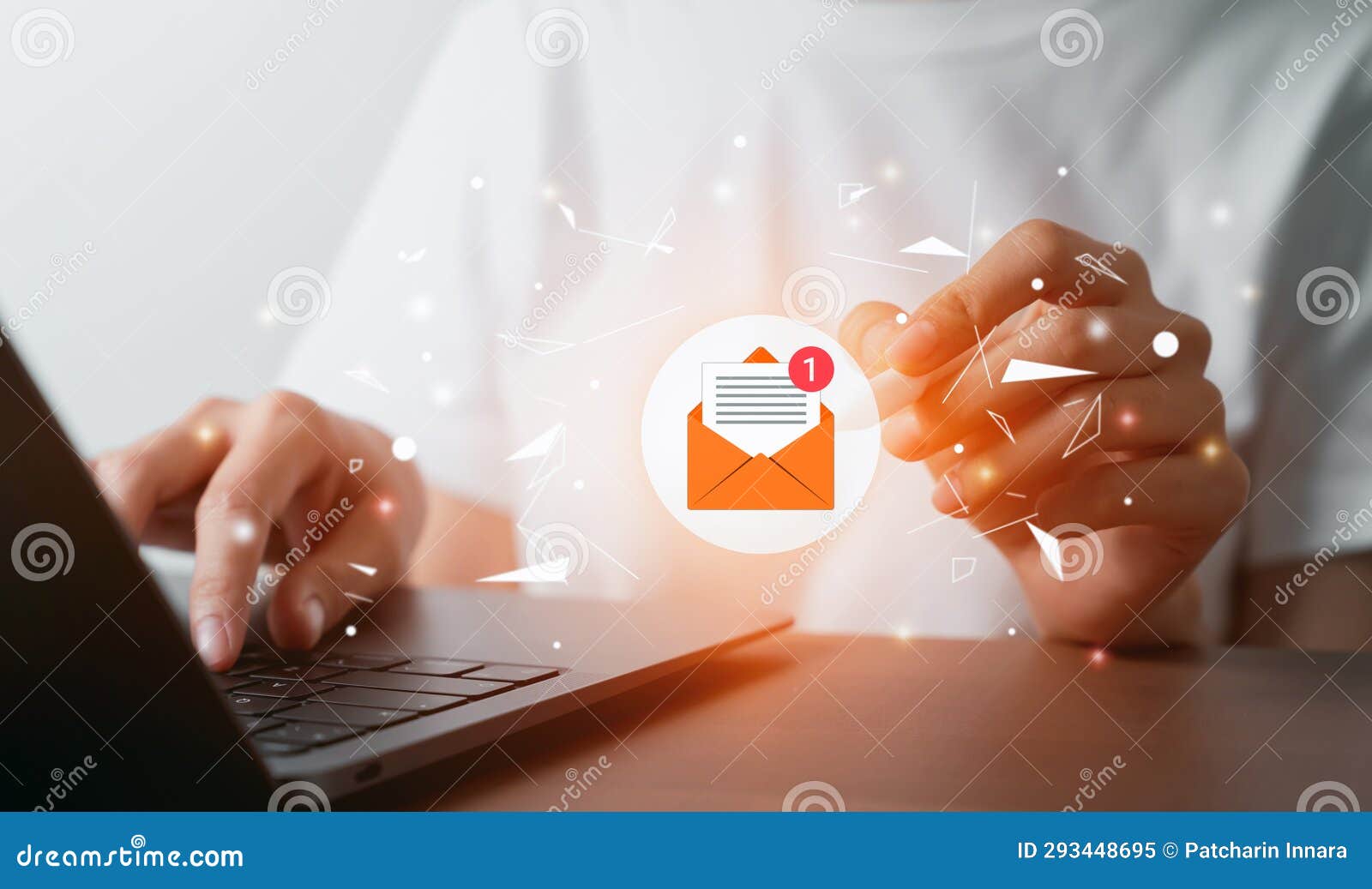 Hand Using Laptop with Holding Pen and Shows a Digital Screen of New ...