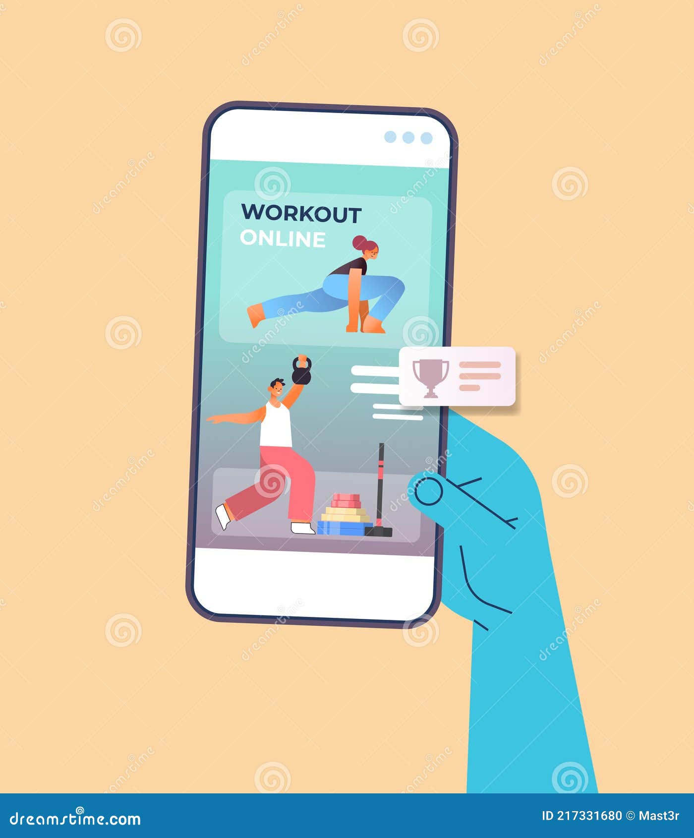 Hand Using Mobile Fitness App People Doing Physical Exercises on ...