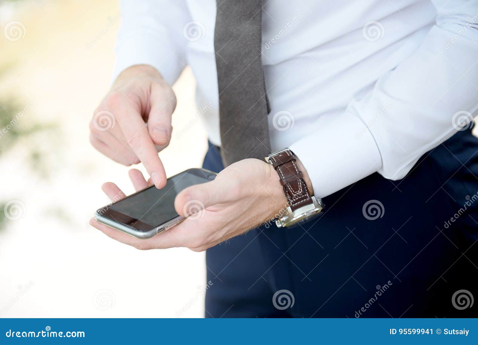 Hand using mobile phone stock image. Image of person - 95599941