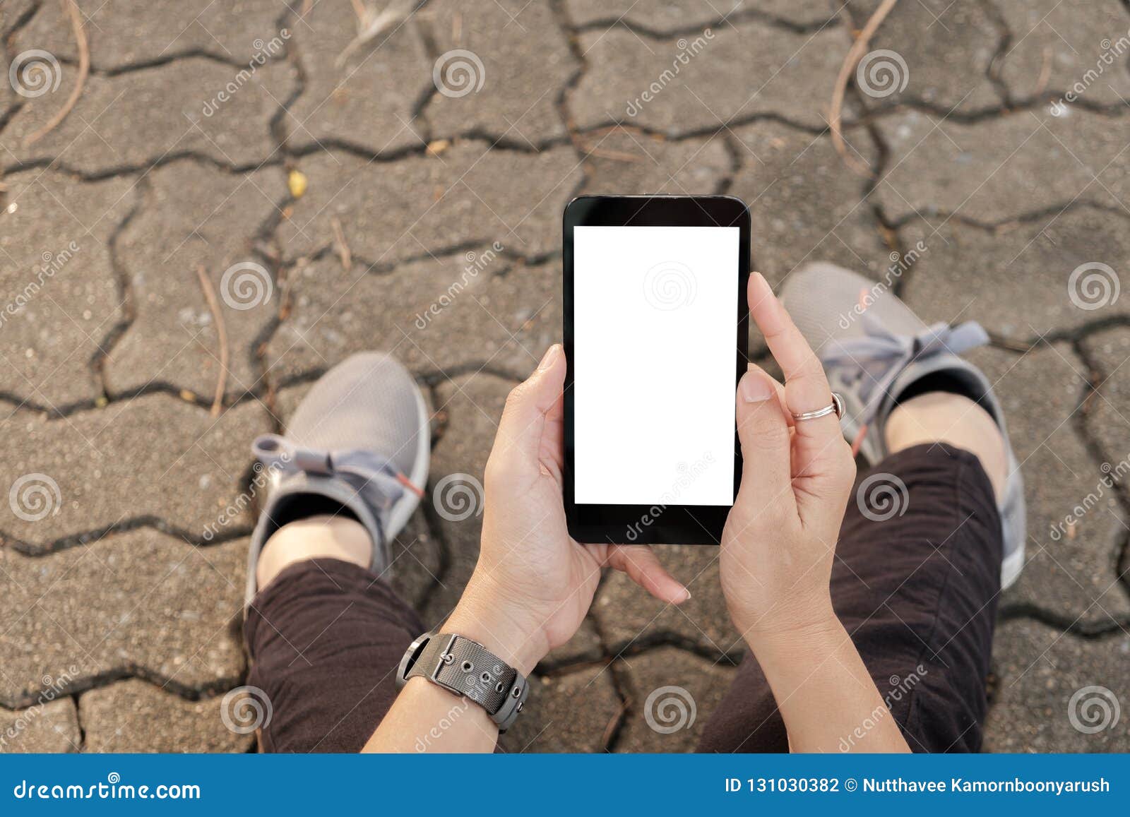 Hand Using Mobile Phone Urban Street Stock Photo - Image of park ...