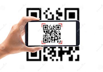Hand Using Mobile Smart Phone Scan Qr Code. Barcode Reader, Qr Code ...
