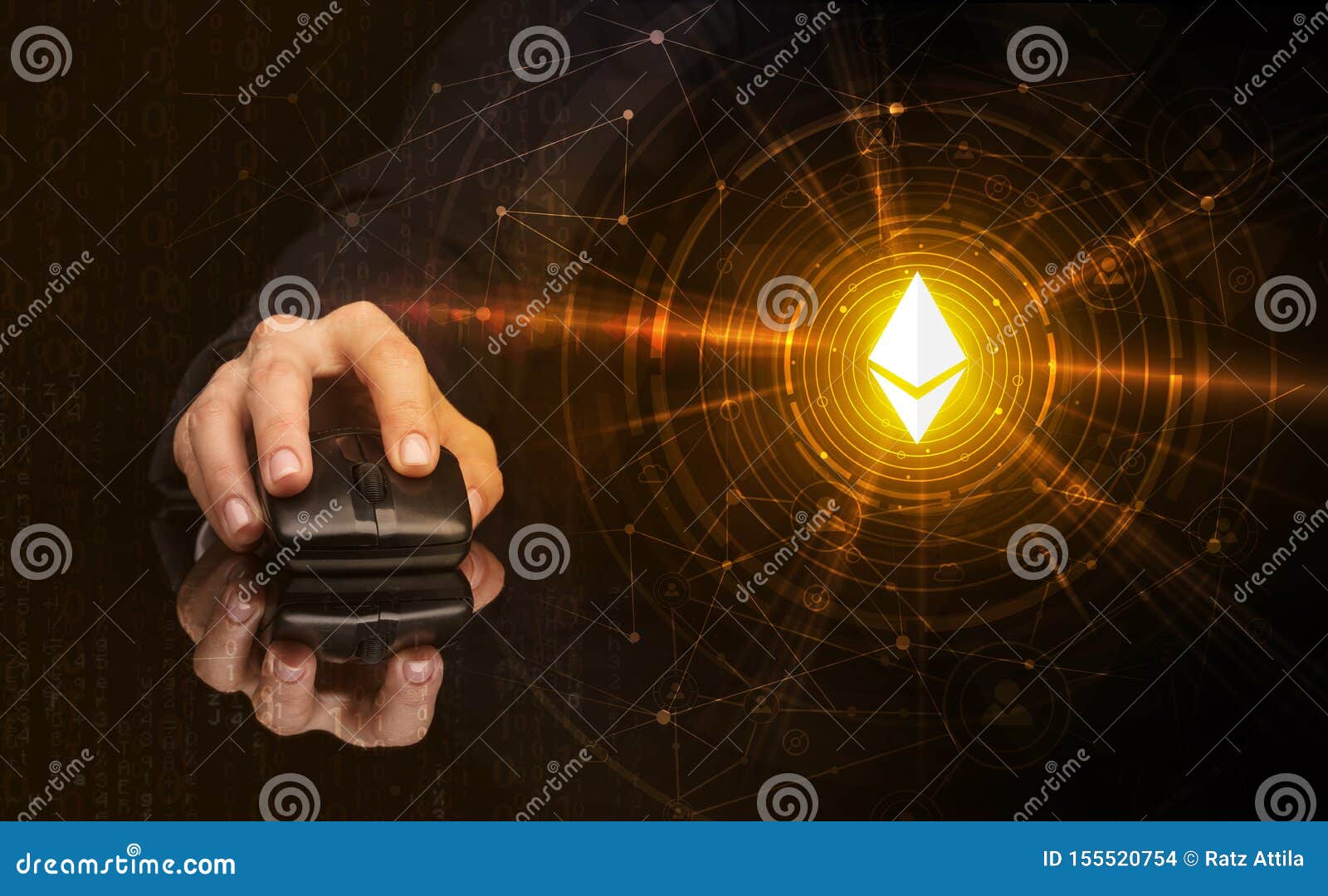 Hand Using Mouse with Cryptocurrency Concept Stock Photo - Image of ...