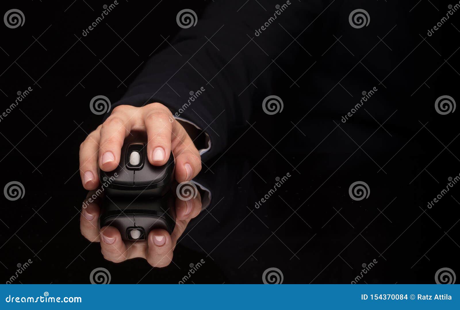 Hand Using Mouse on Dark Background Stock Photo - Image of device ...