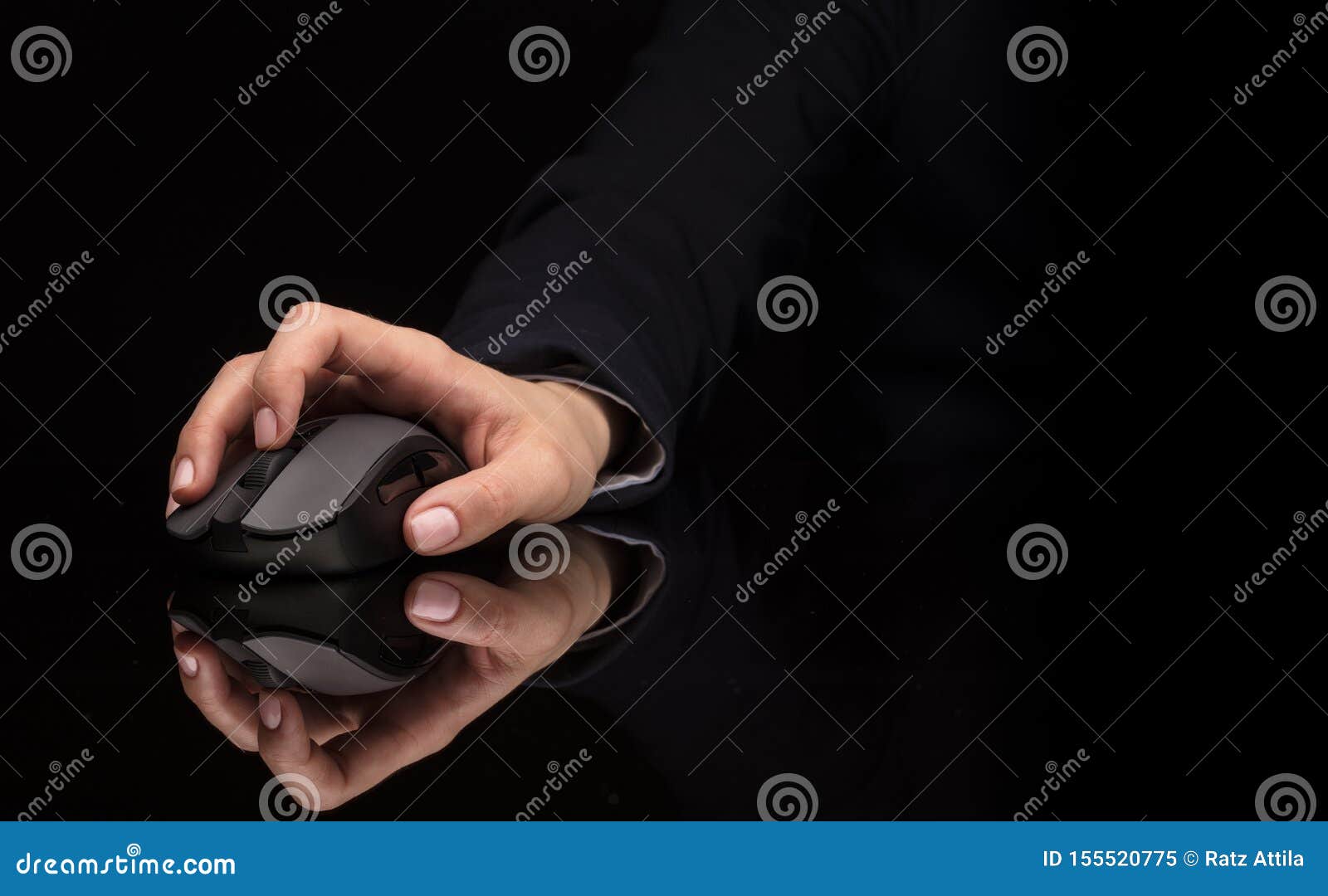 Hand Using Mouse on Dark Background Stock Image - Image of marketing ...