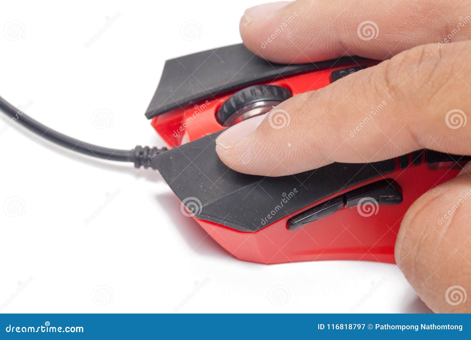 Hand Using Mouse on White Background Stock Image - Image of female ...