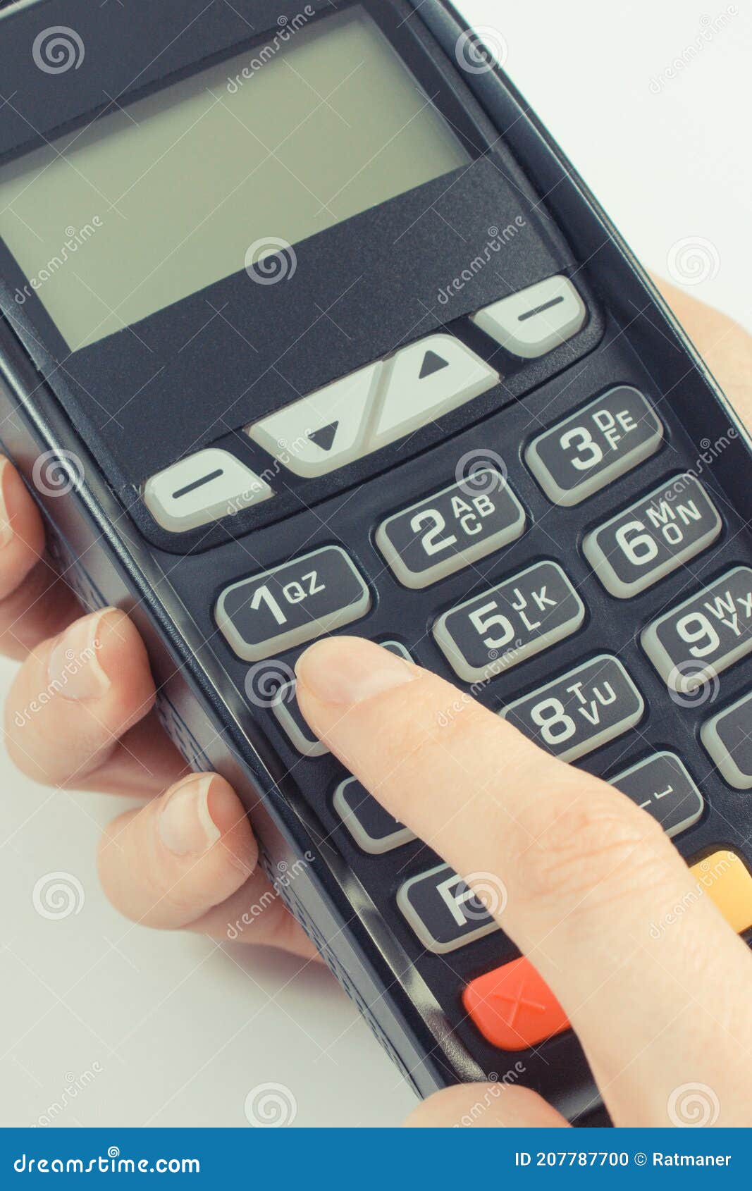 Hand Using Payment Terminal. Enter Personal Identification Number Stock ...