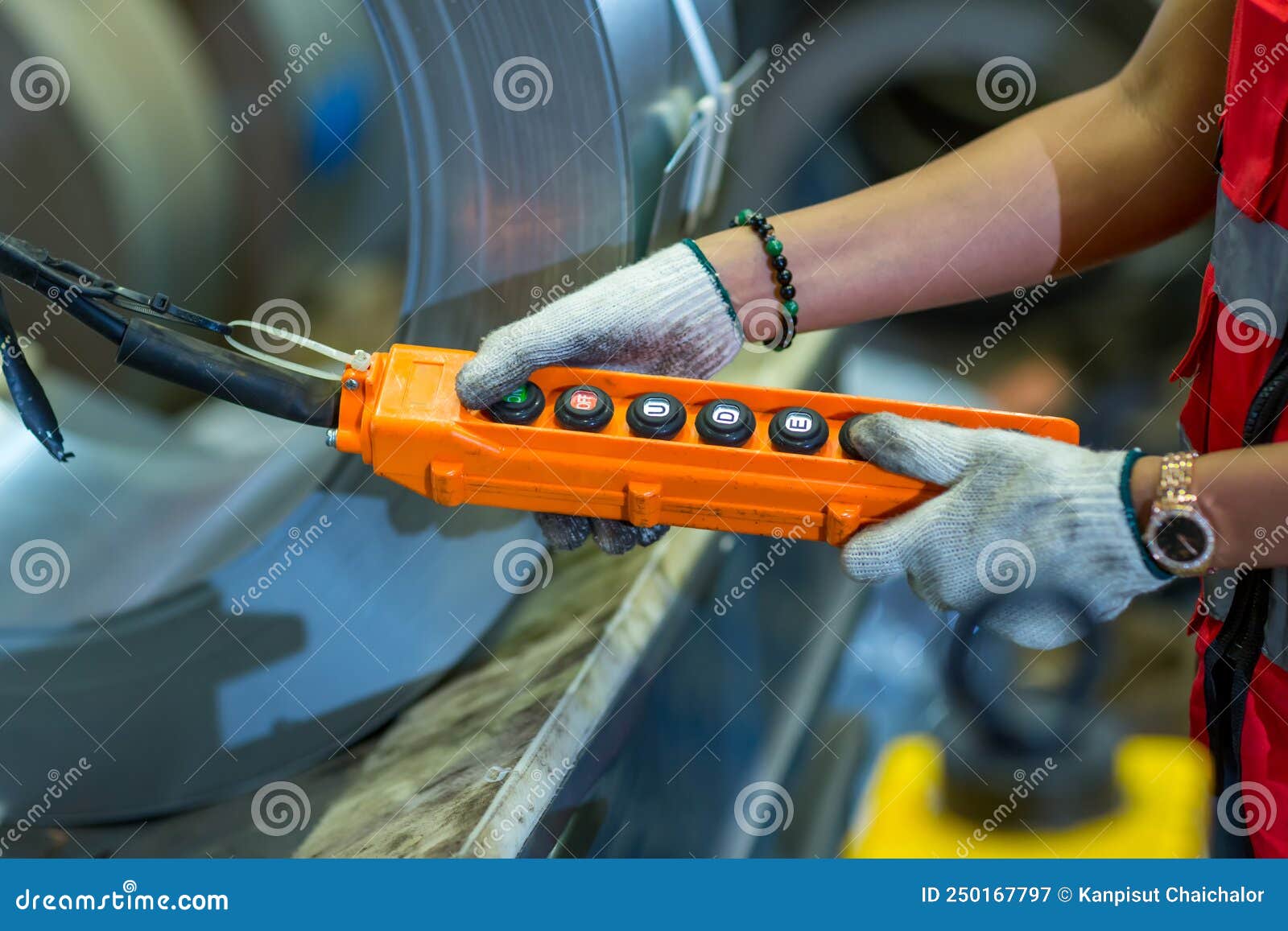 Hand Using Remote Control Overhead Cranes Remote. Foreman or Worker ...