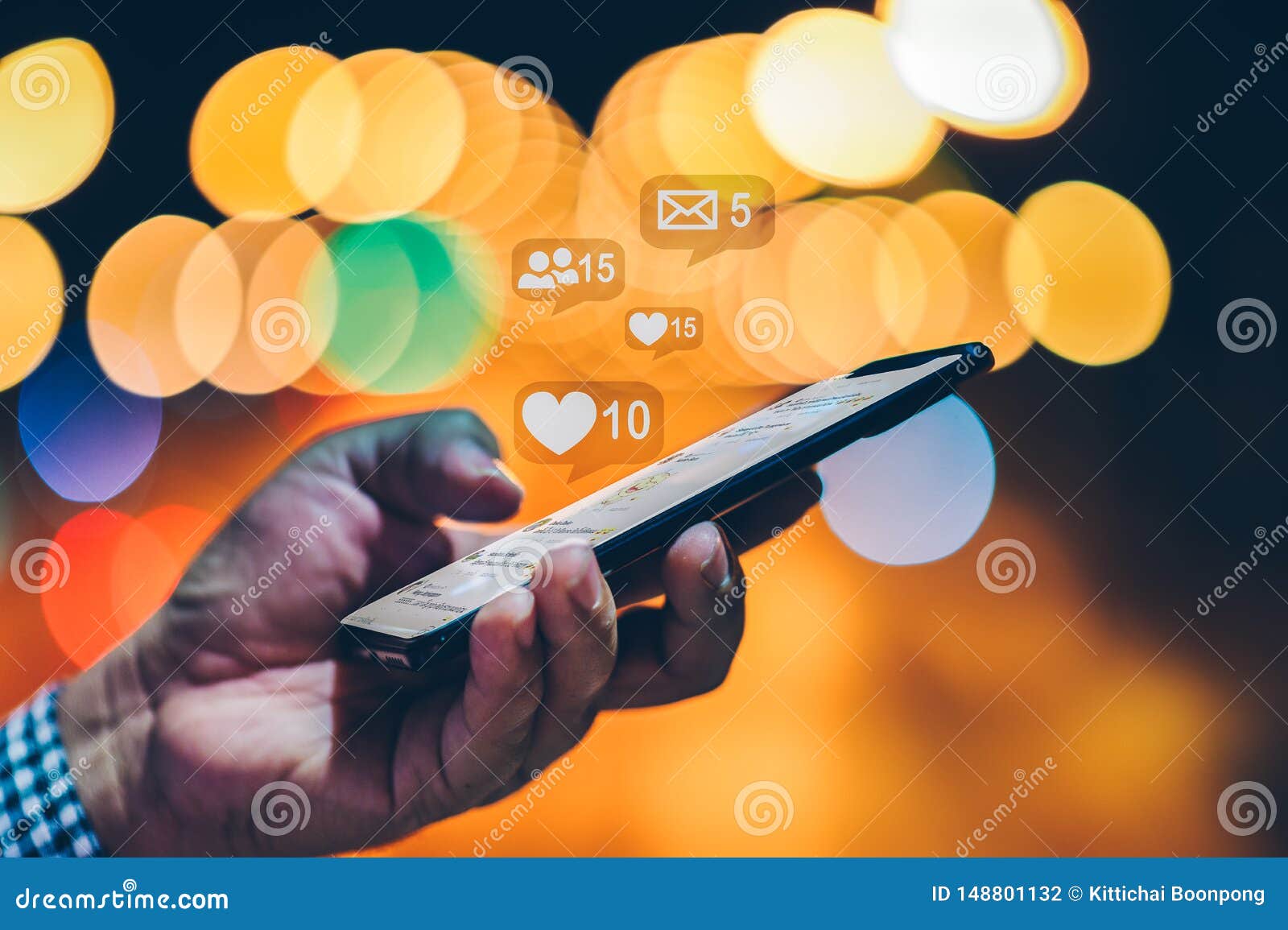 Hand Using Smart Phone with Social Media Concept Stock Photo - Image of ...
