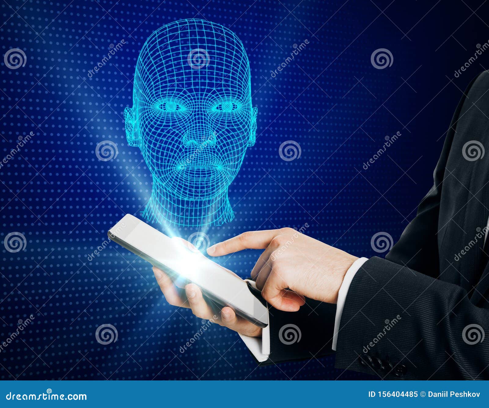 Hand Using Smartphone with AI Interface Stock Image - Image of creative ...