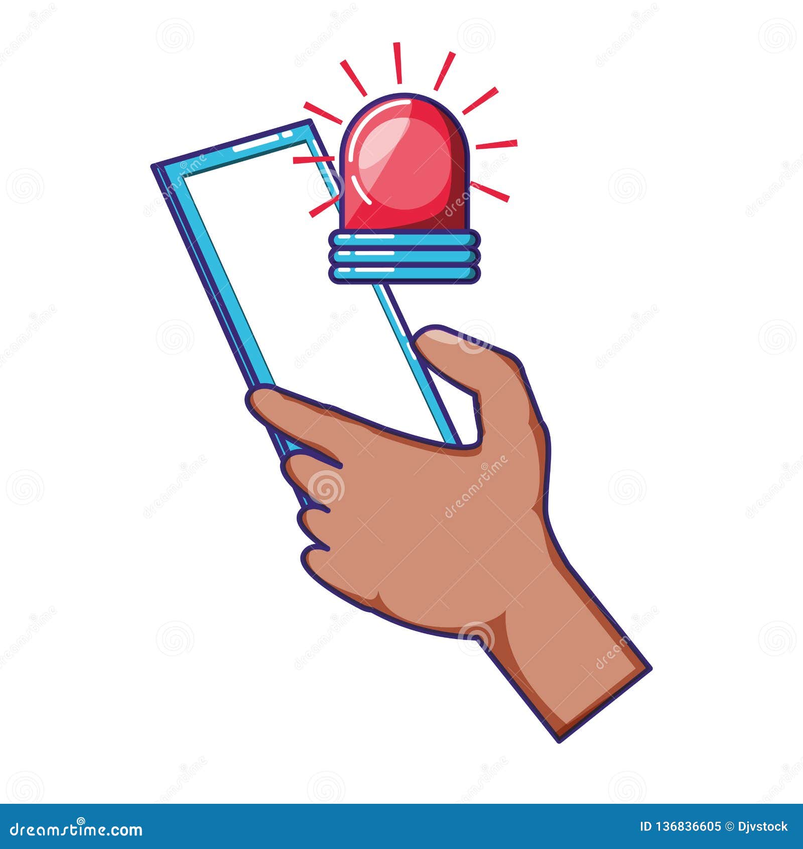 Hand Using Smartphone with Alarm Light Stock Vector - Illustration of ...