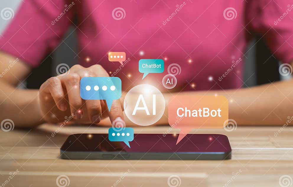 Hand Using Smartphone and Chatting with Chatbot Application, Shows ...