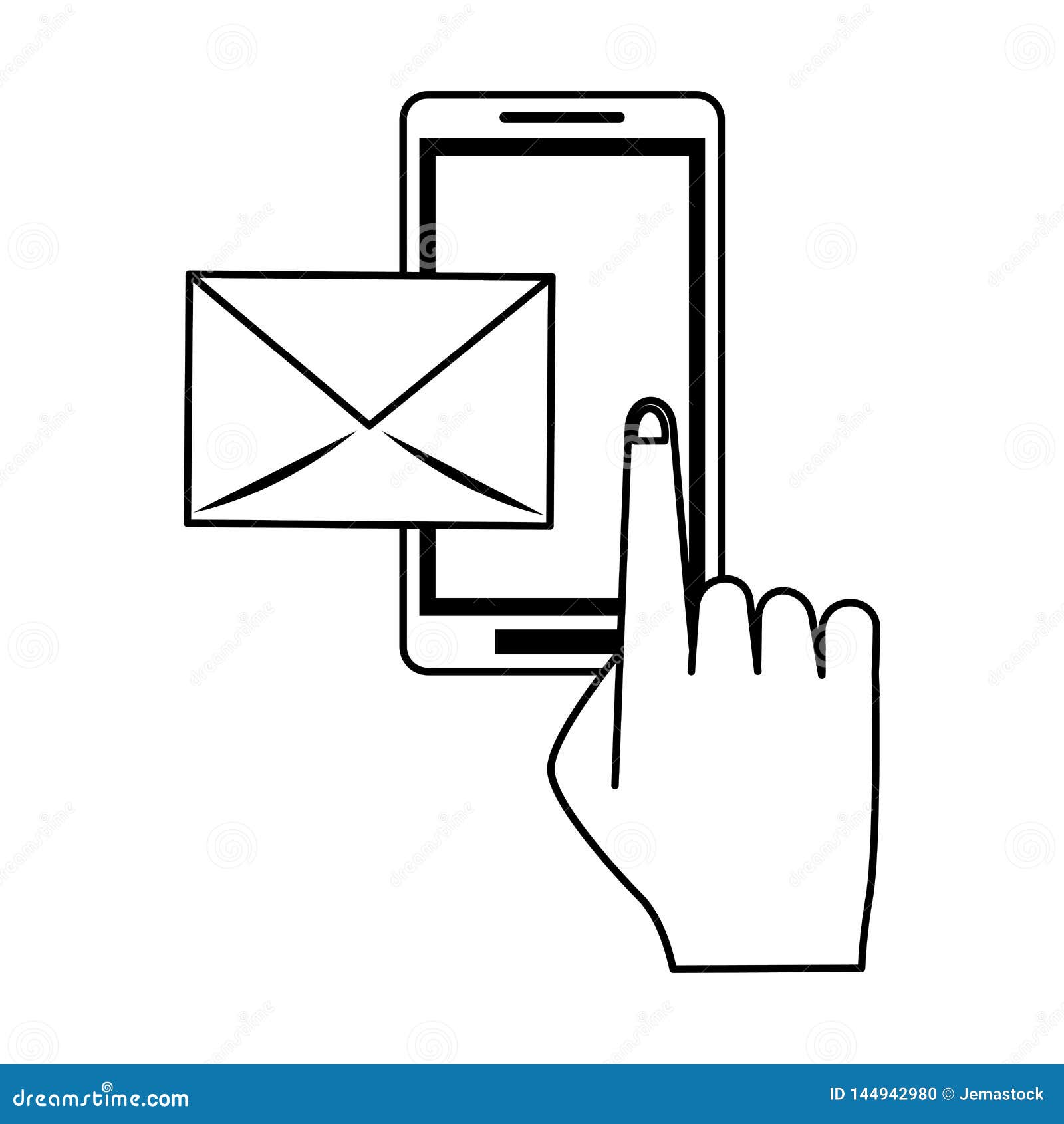 Smartphone and Email Symbols in Black and White Stock Vector ...