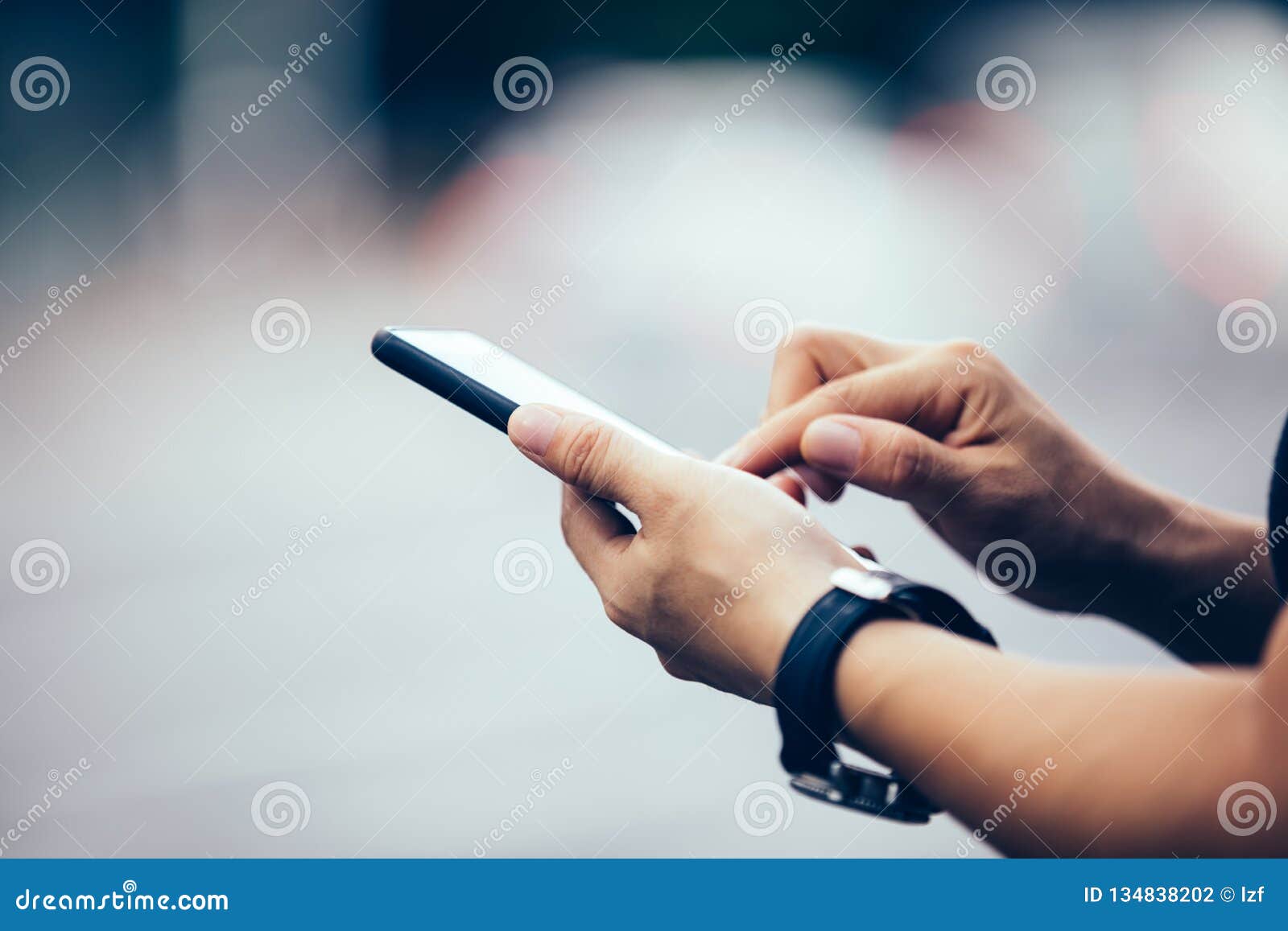 Hand using smartphone stock photo. Image of message - 134838202
