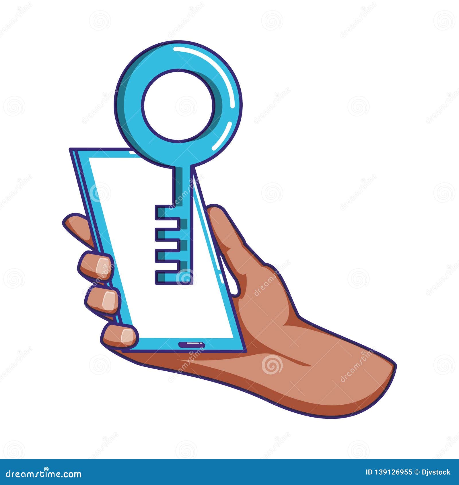 Hand Using Smartphone with Key Stock Vector - Illustration of telephone ...