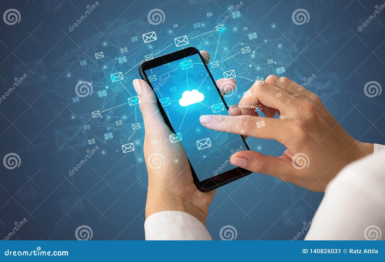 Hand Using Smartphone with Message Icons Stock Image - Image of handle ...
