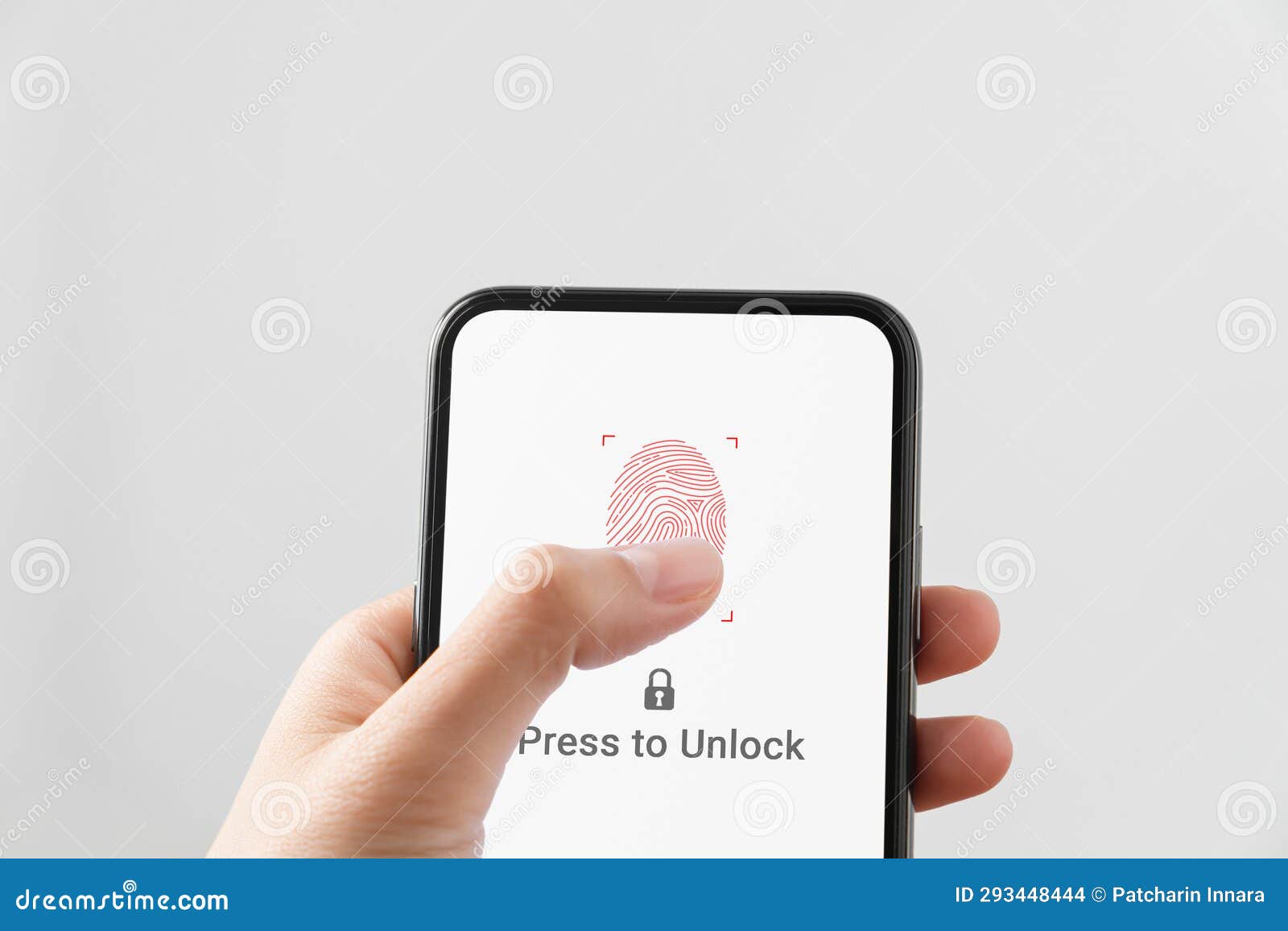 Hand Using Smartphone and Press Scan Fingerprints To Confirm Your Login ...