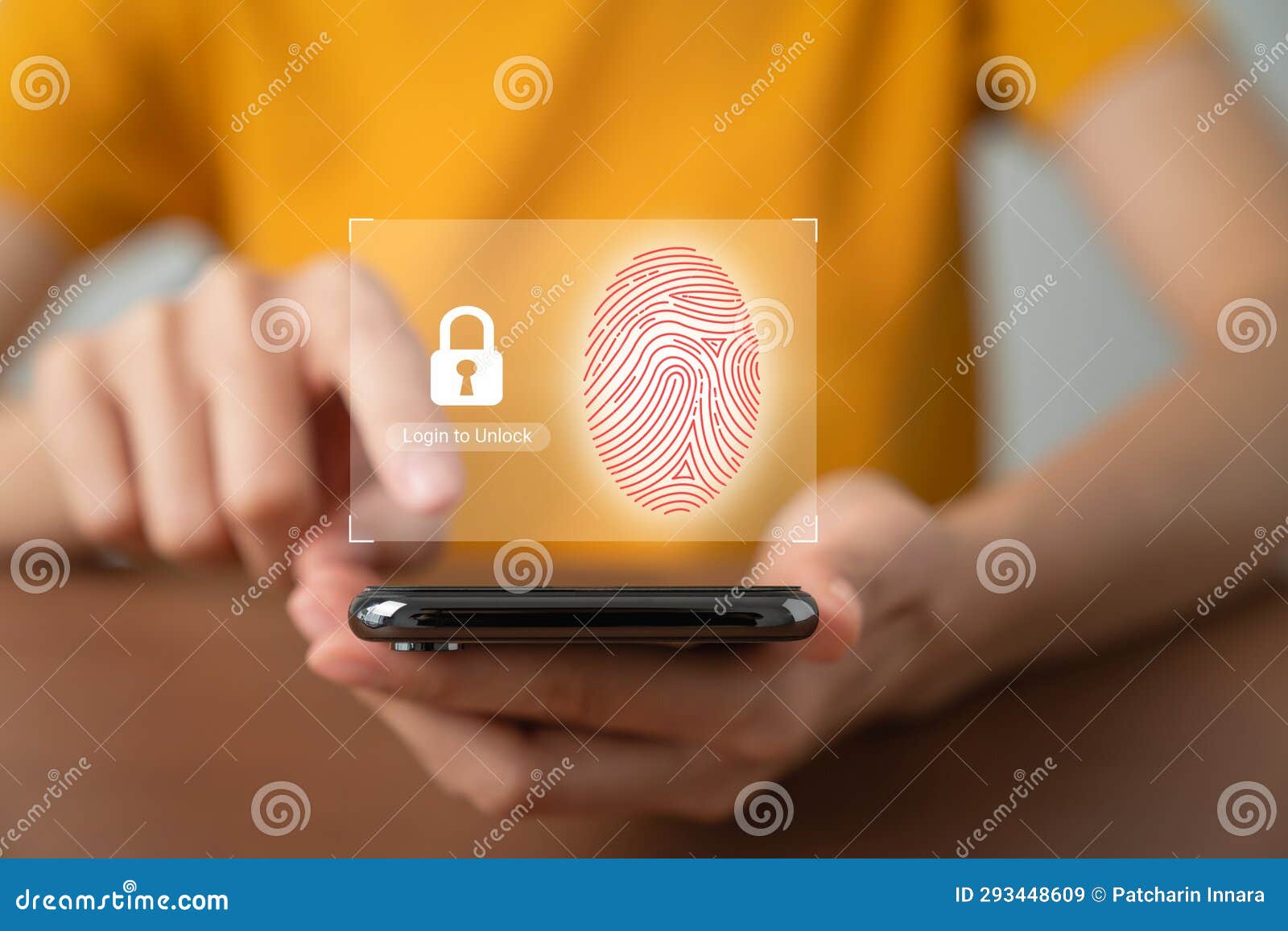 Hand Using Smartphone and Press Scan Fingerprints To Confirm Your Login ...