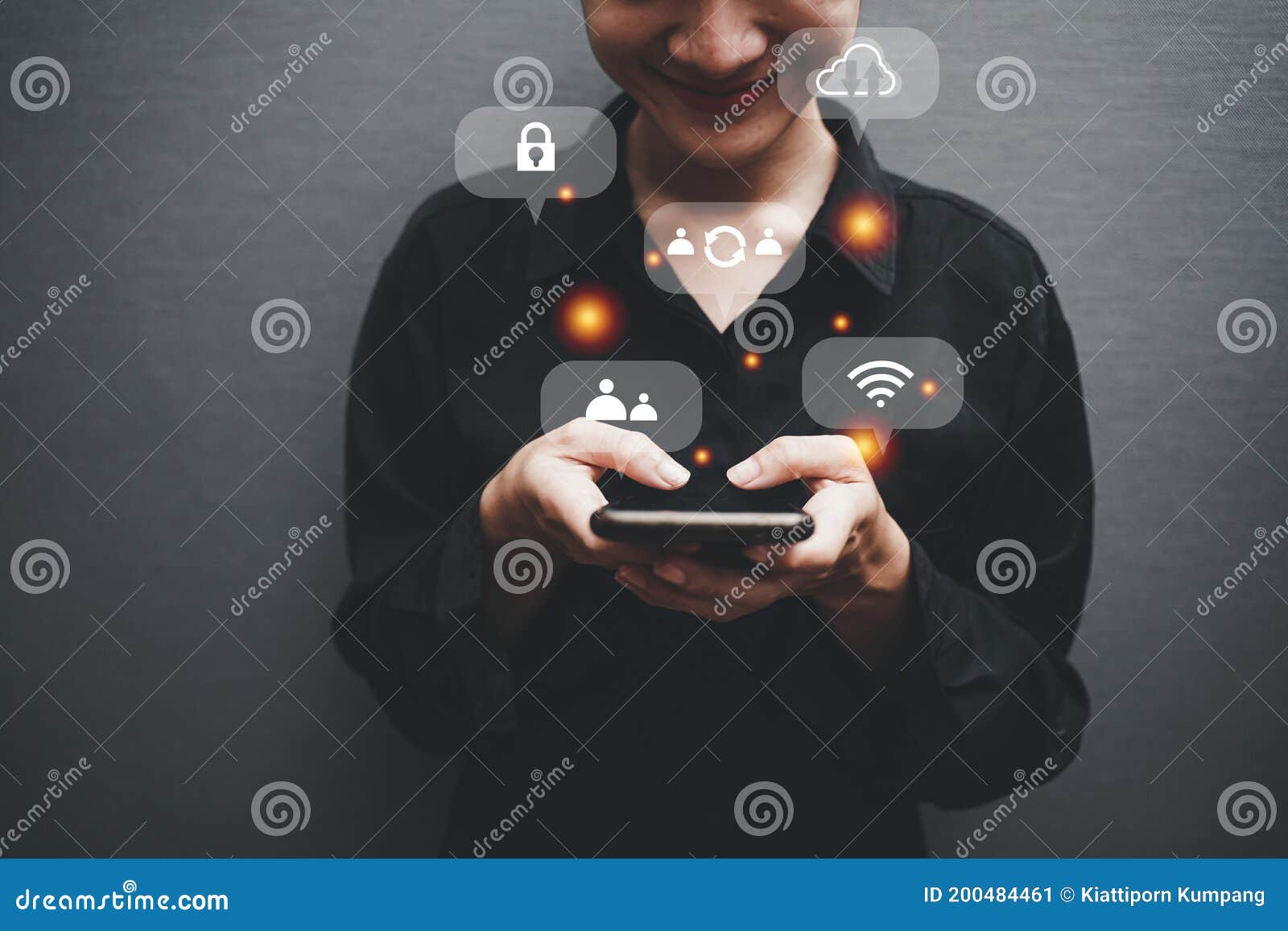 Hand Using Smartphone with Social Media Concept Stock Image - Image of ...