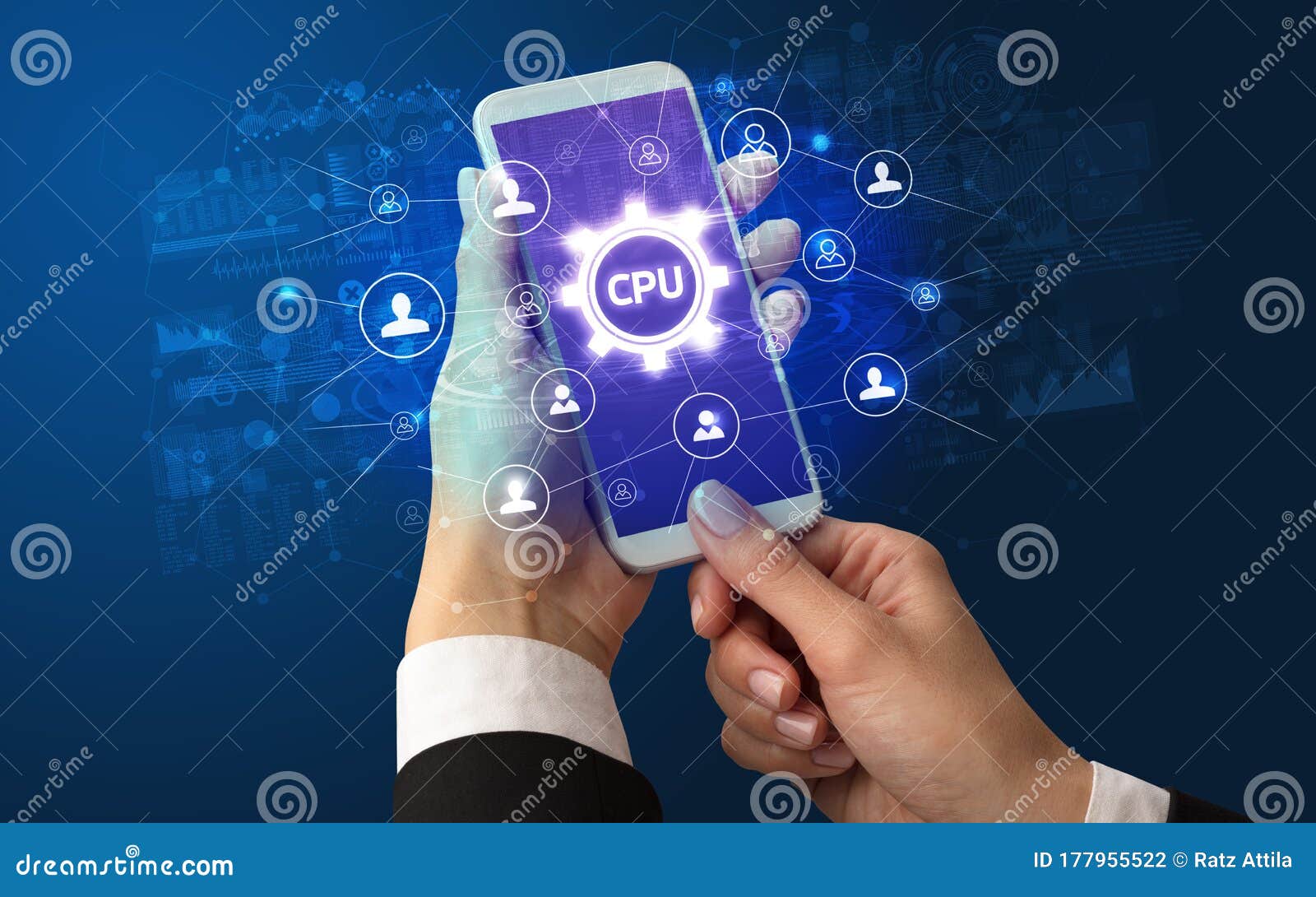 Hand Using Smartphone with Technology Concept Stock Photo - Image of ...