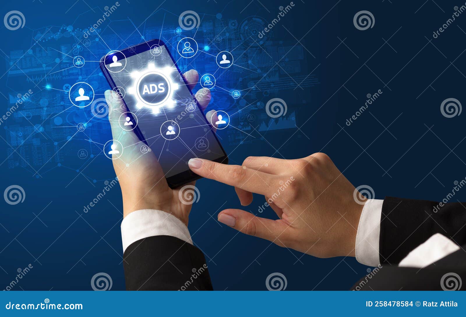 Hand Using Smartphone with Technology Concept Stock Photo - Image of ...