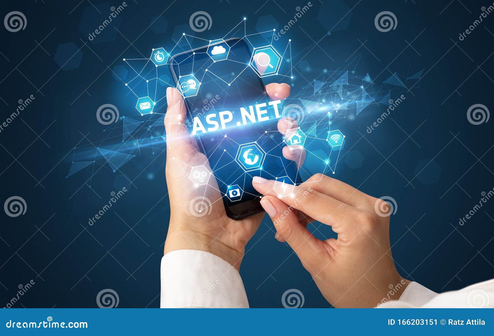 Hand Using Smartphone with Technology Concept Stock Image - Image of ...